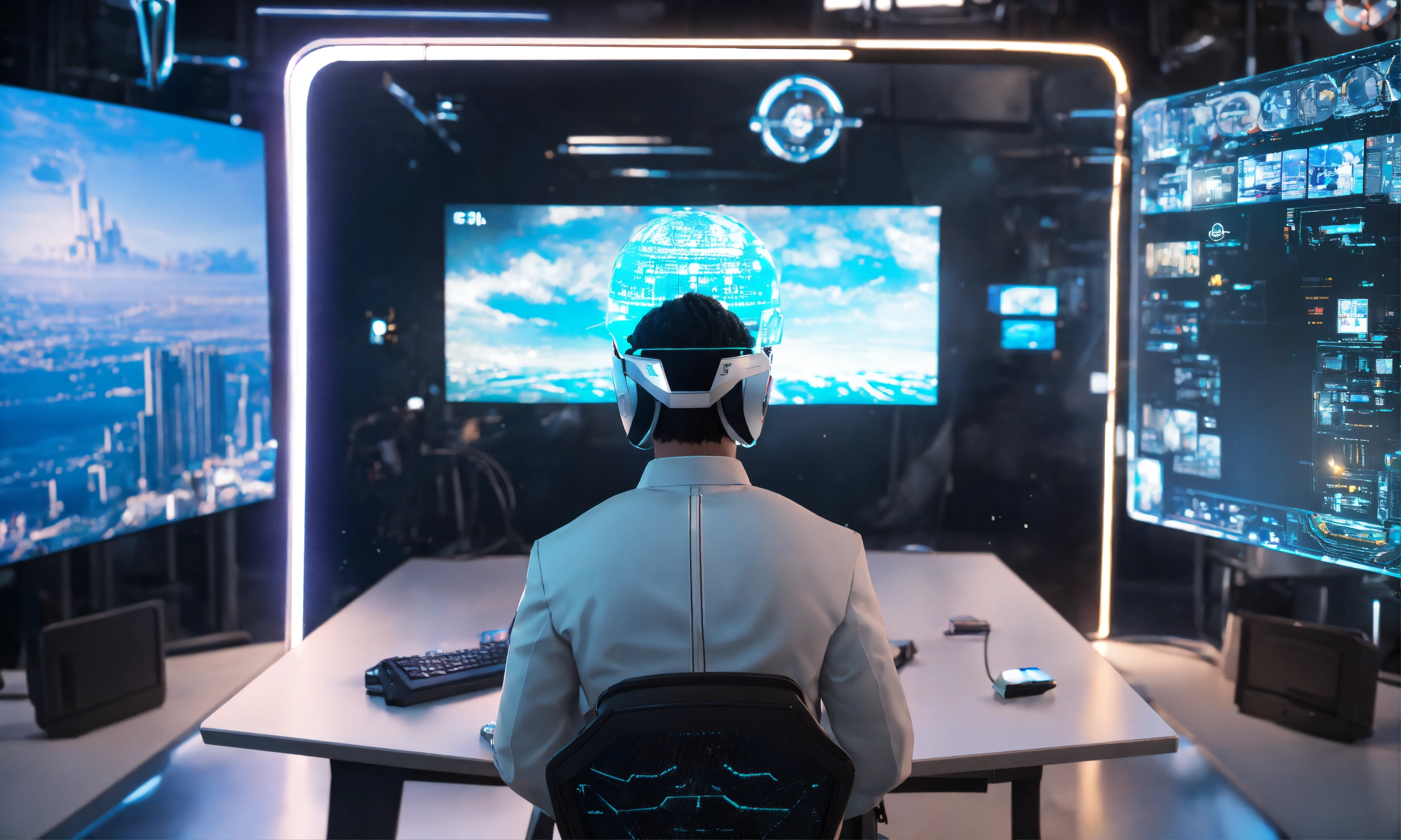 Lexica - Saudi youth male, future, augmented reality head gear, 3D ...