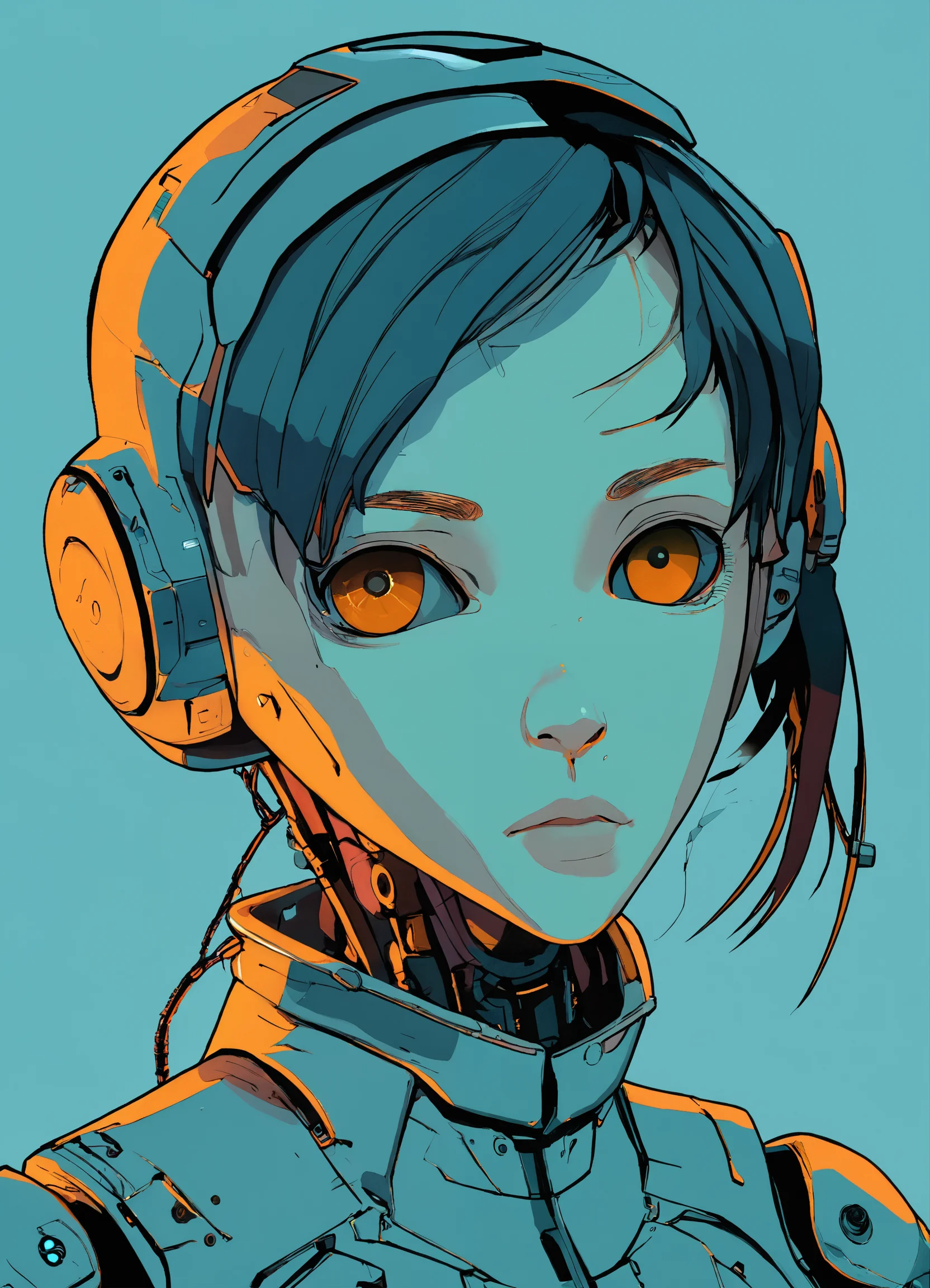 Lexica - Simple illustration of a young female cyborg, sci fi, humanoid ...