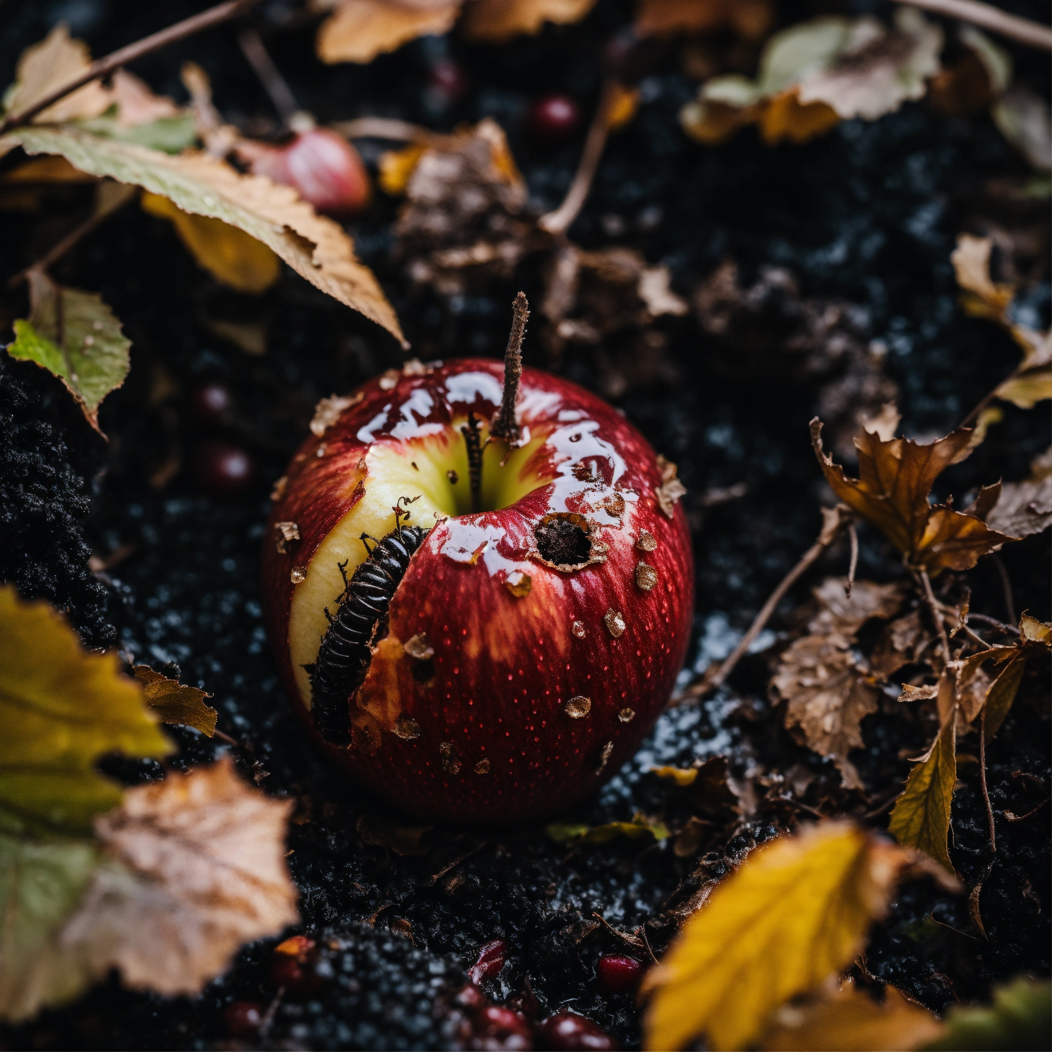 Lexica - Dark creepy ugly rainy Autumn macro photography close-up of a ...