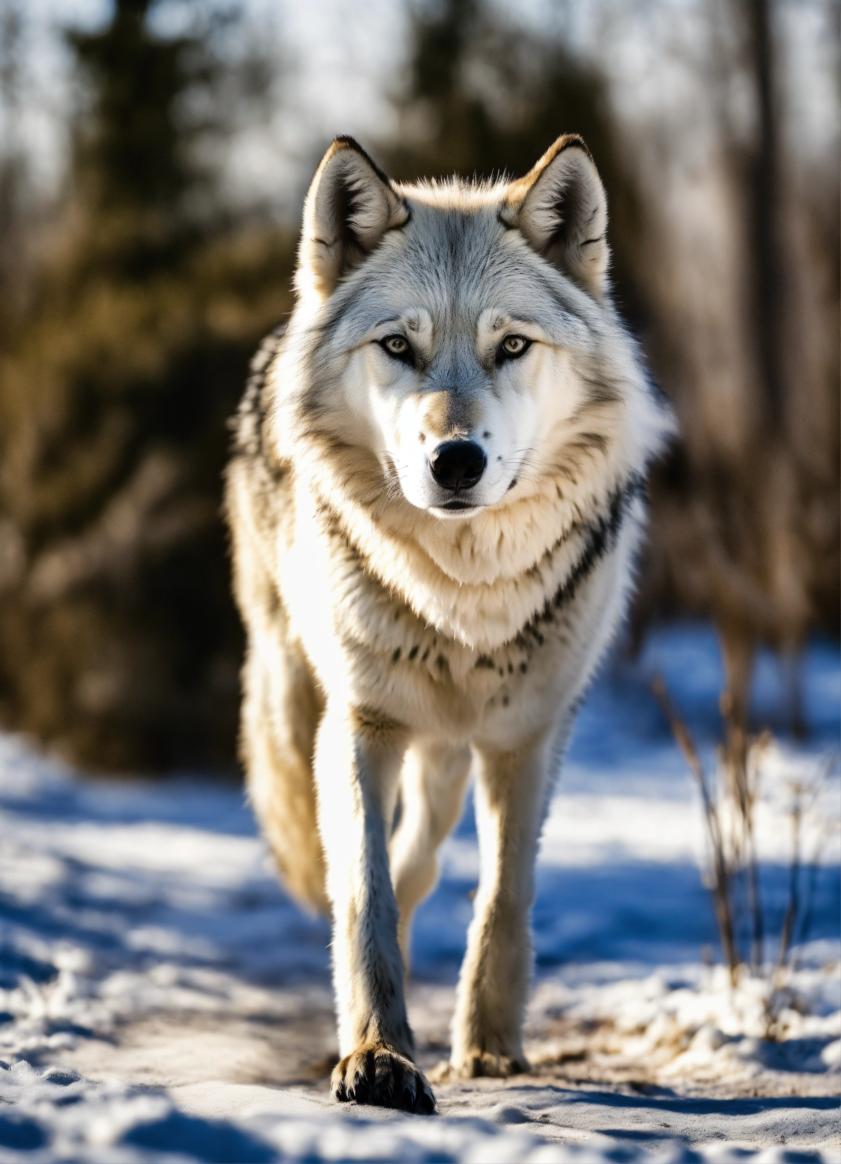 Lexica - A white wolf with a black spot that fades out on all sides ...