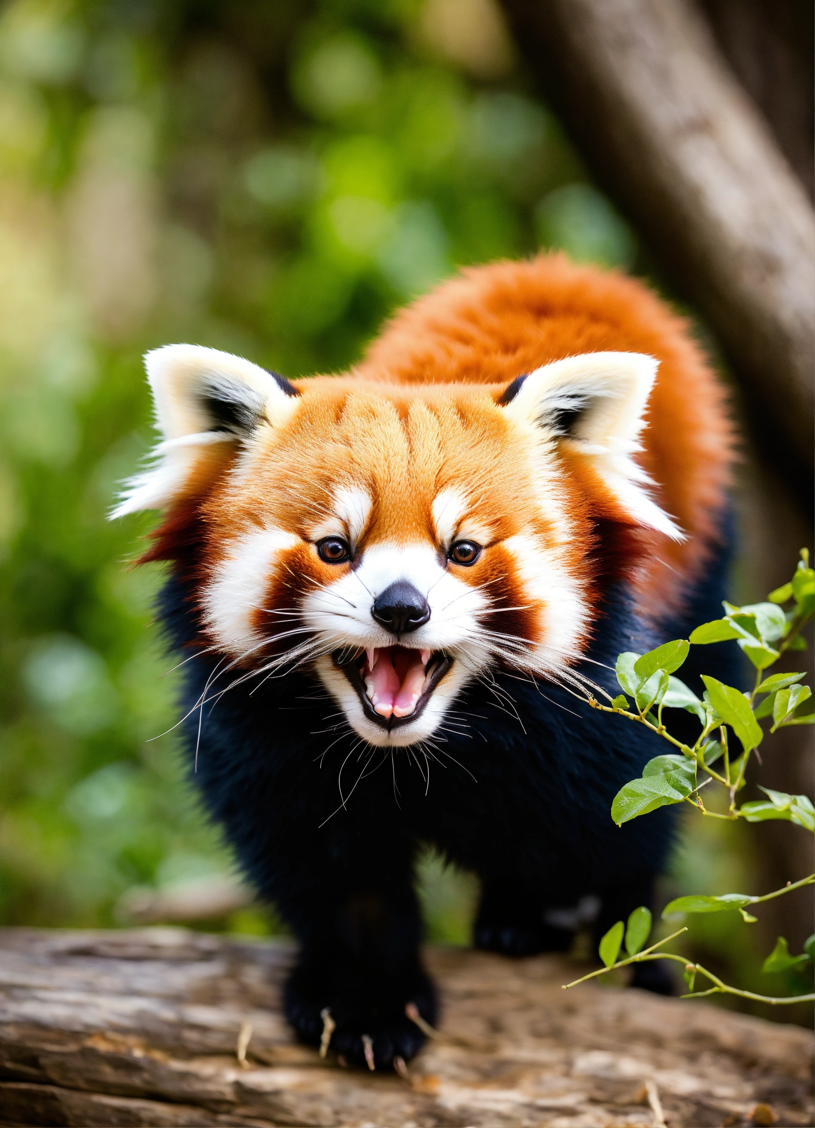 Lexica - Cute small red panda cat, yawning