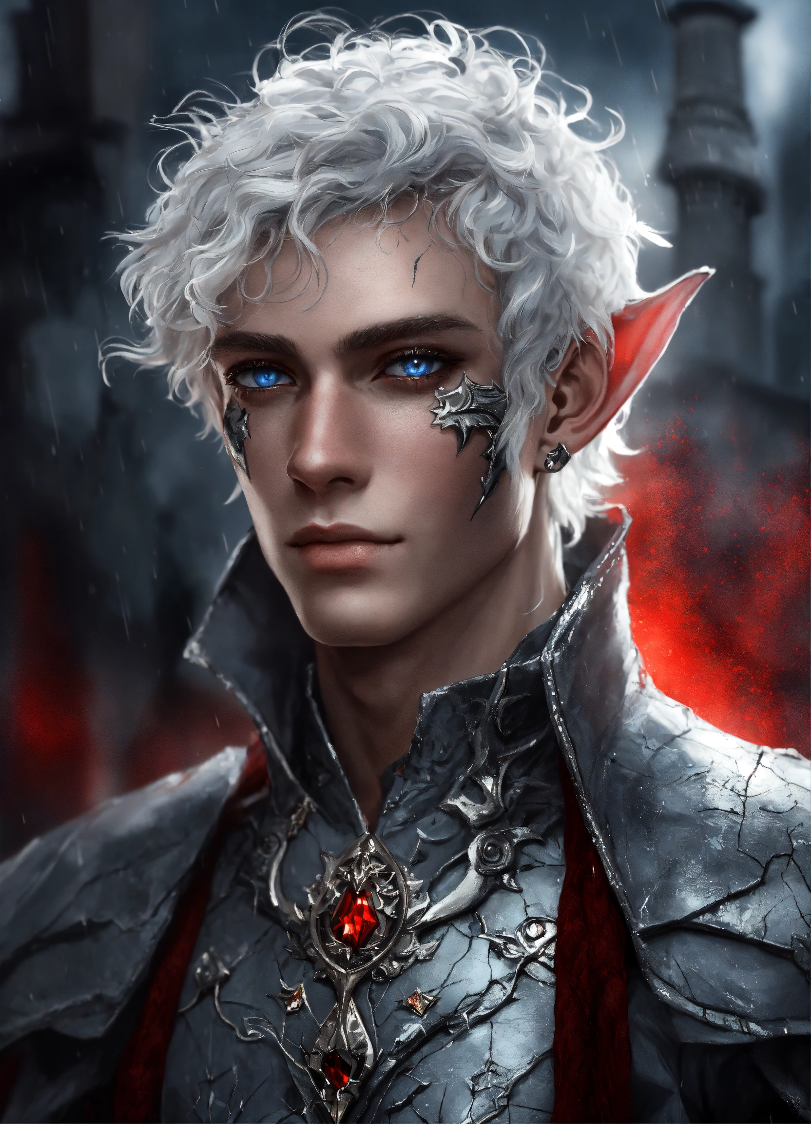 Lexica - Fantasy portrait of a ash-grey skinned elf, masculine ...
