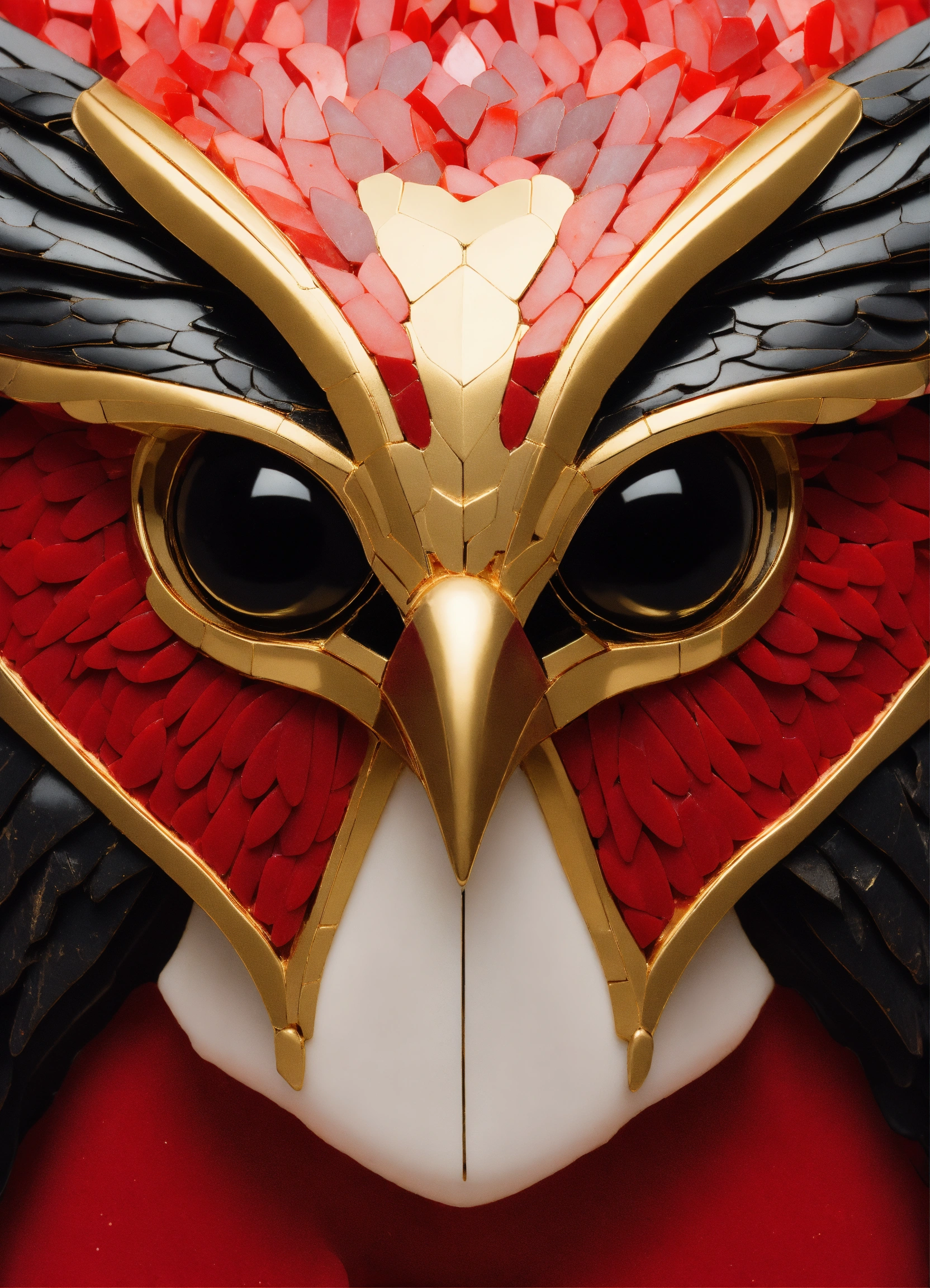 Lexica - Realistic Anthropomorphic Red white and black hummingbird face ...