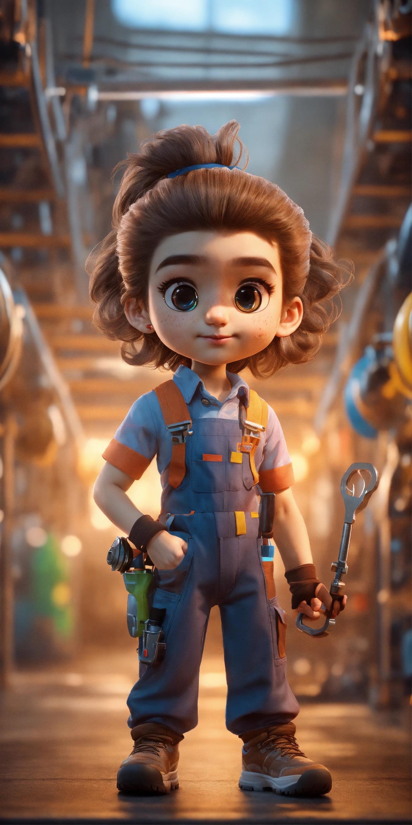 Lexica - Full-body 4D photographic image dressed as a mechanic, holding ...