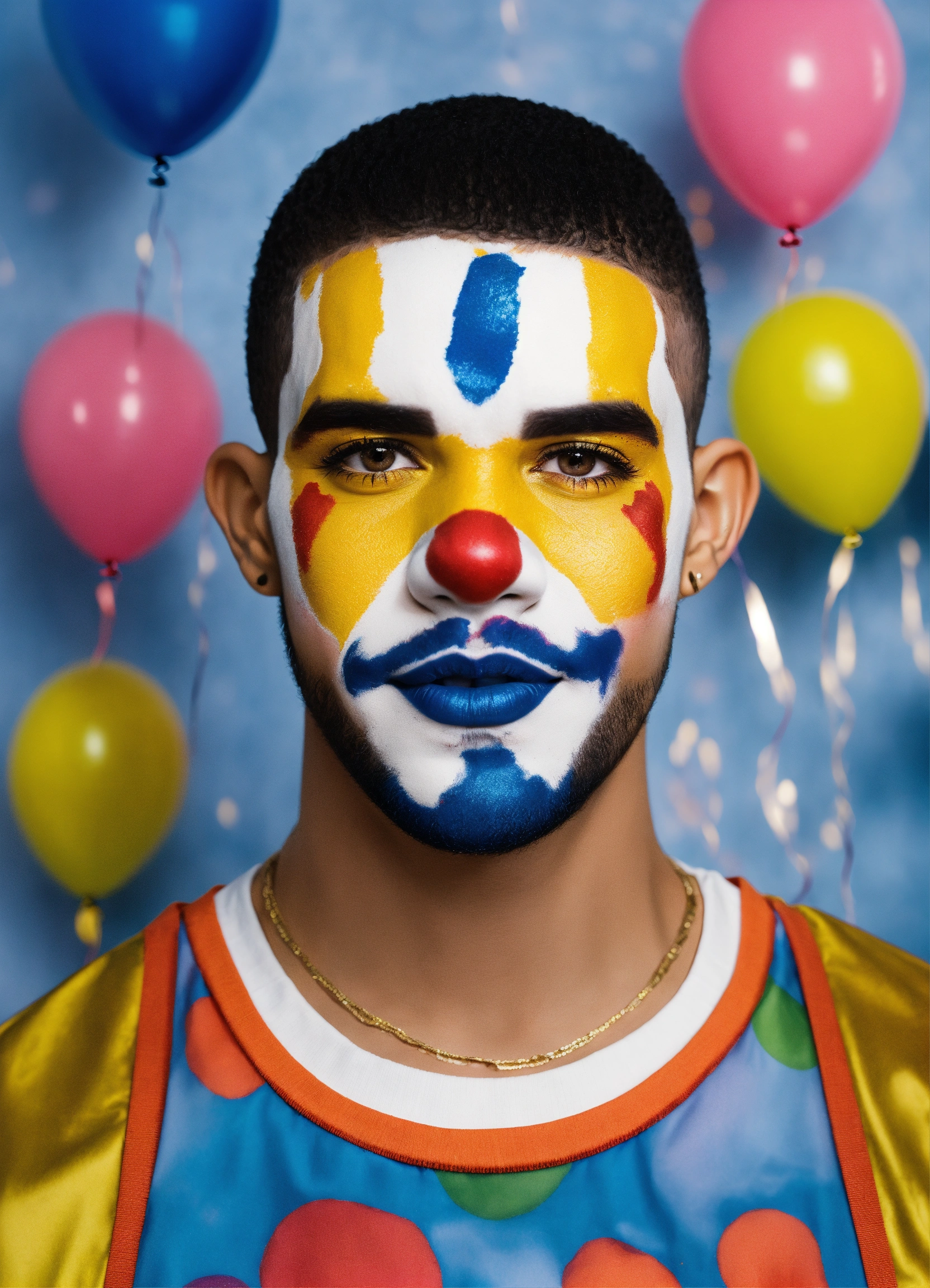 Lexica - Birthday card, drake clown makeup, photography,