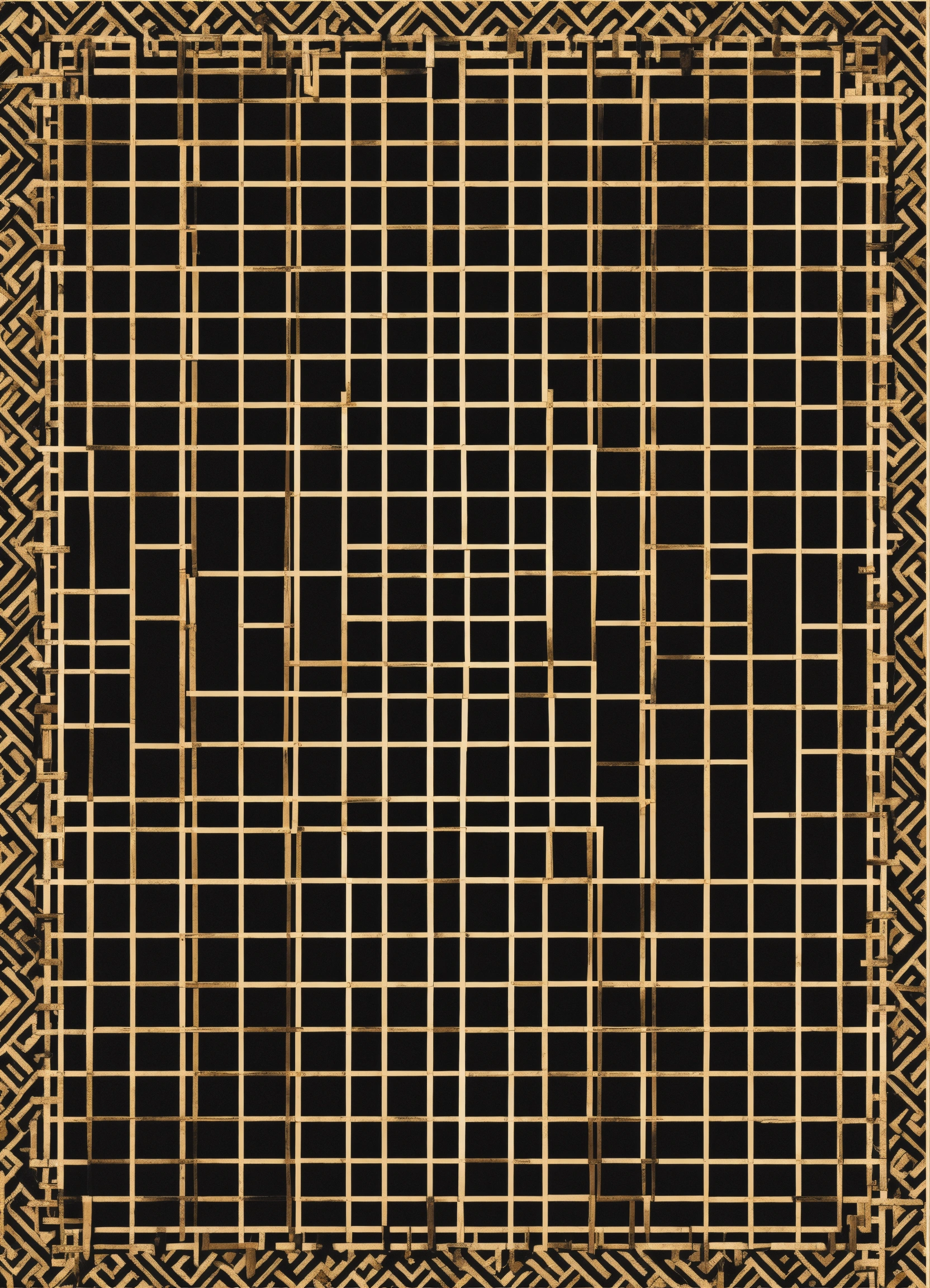 Lexica - Geometric interlaced black squares border