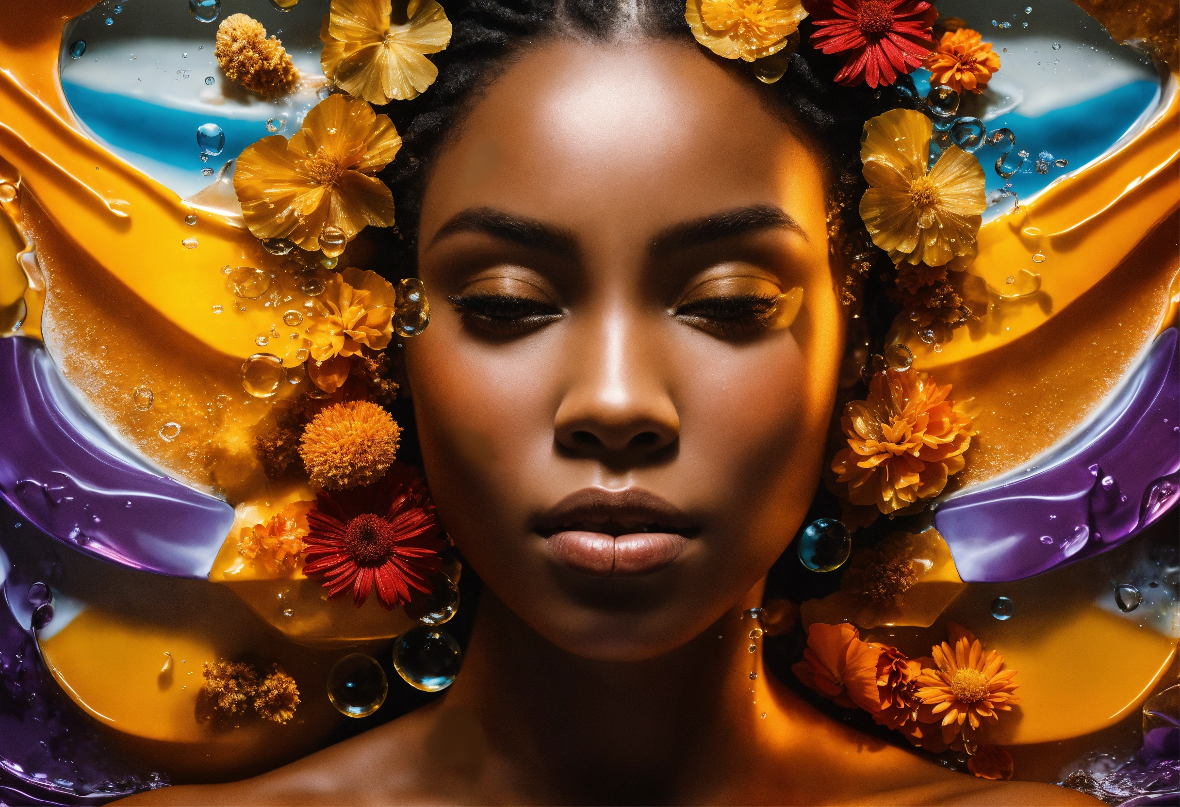 Lexica - Two Afrocentric women, one made of glass with water flowing ...