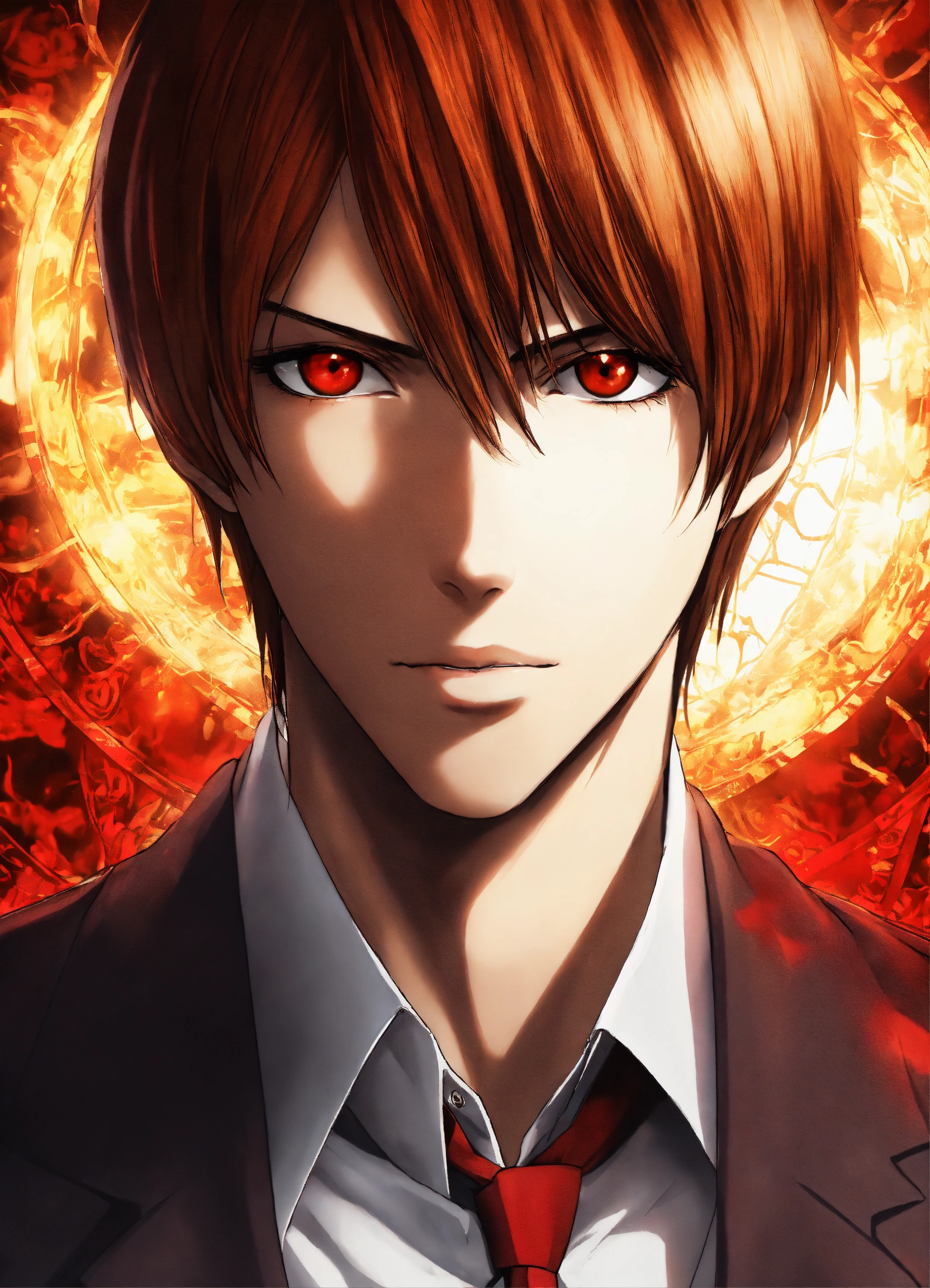 Lexica - Light Yagami regard mystérieux avec les yeux rouge