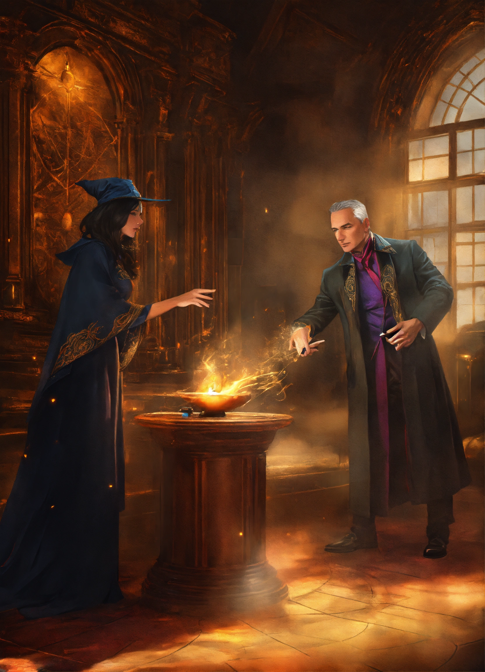 Lexica - Sorceress casting a powerful hypnosis spell on a modern bank ...