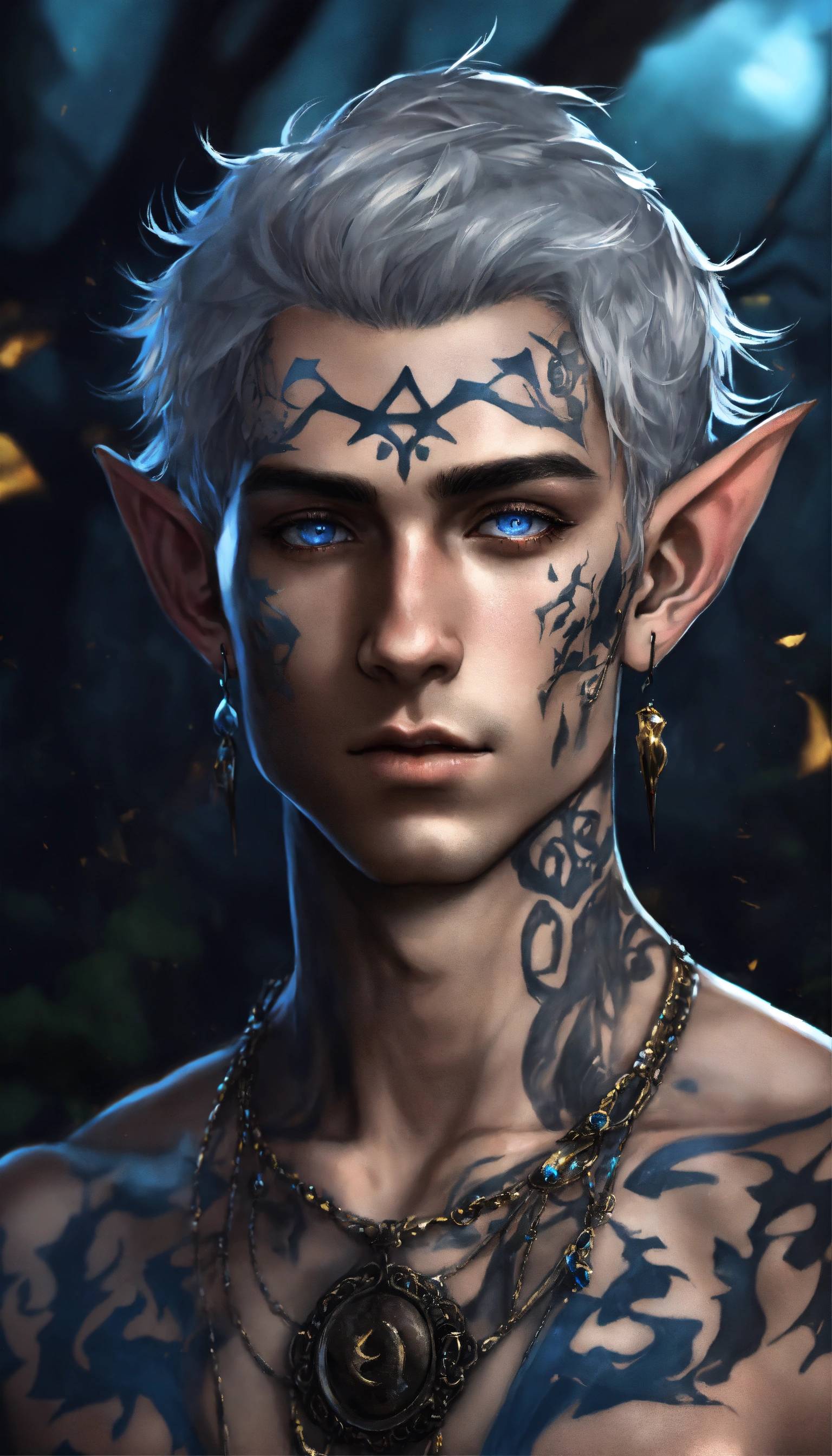 Lexica Fantasy Portrait Of A Tatooed Male Elf Sickly Thin Gaunt