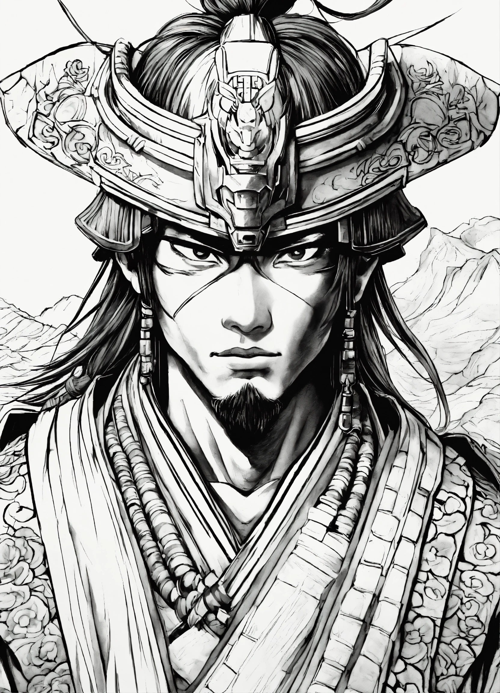 Lexica - Generate a portrait of a samurai , 4K resolution, anime line ...