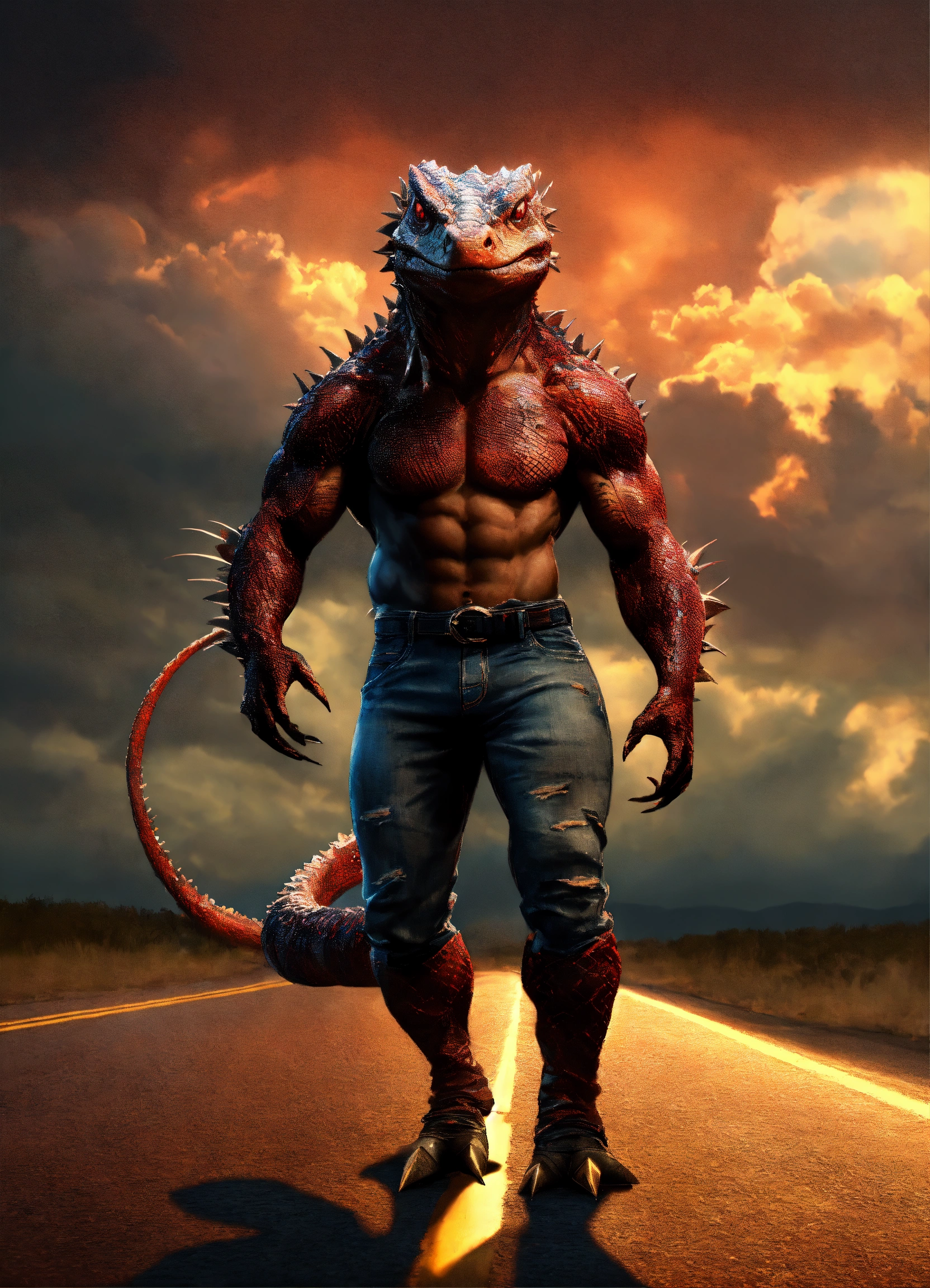 Lexica - Full body eight foot big evil black male Lizard god, big ...