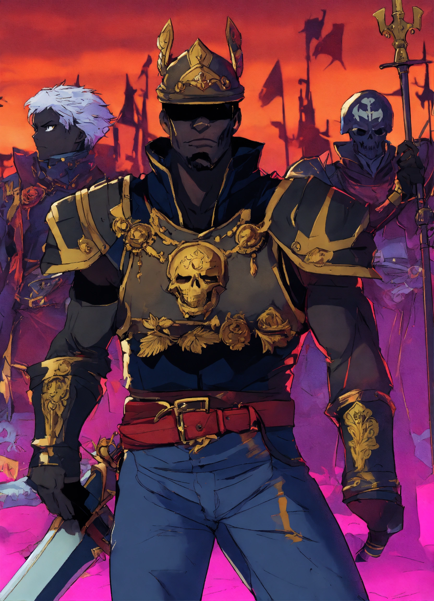 Lexica - 80s style anime undead knights black characters