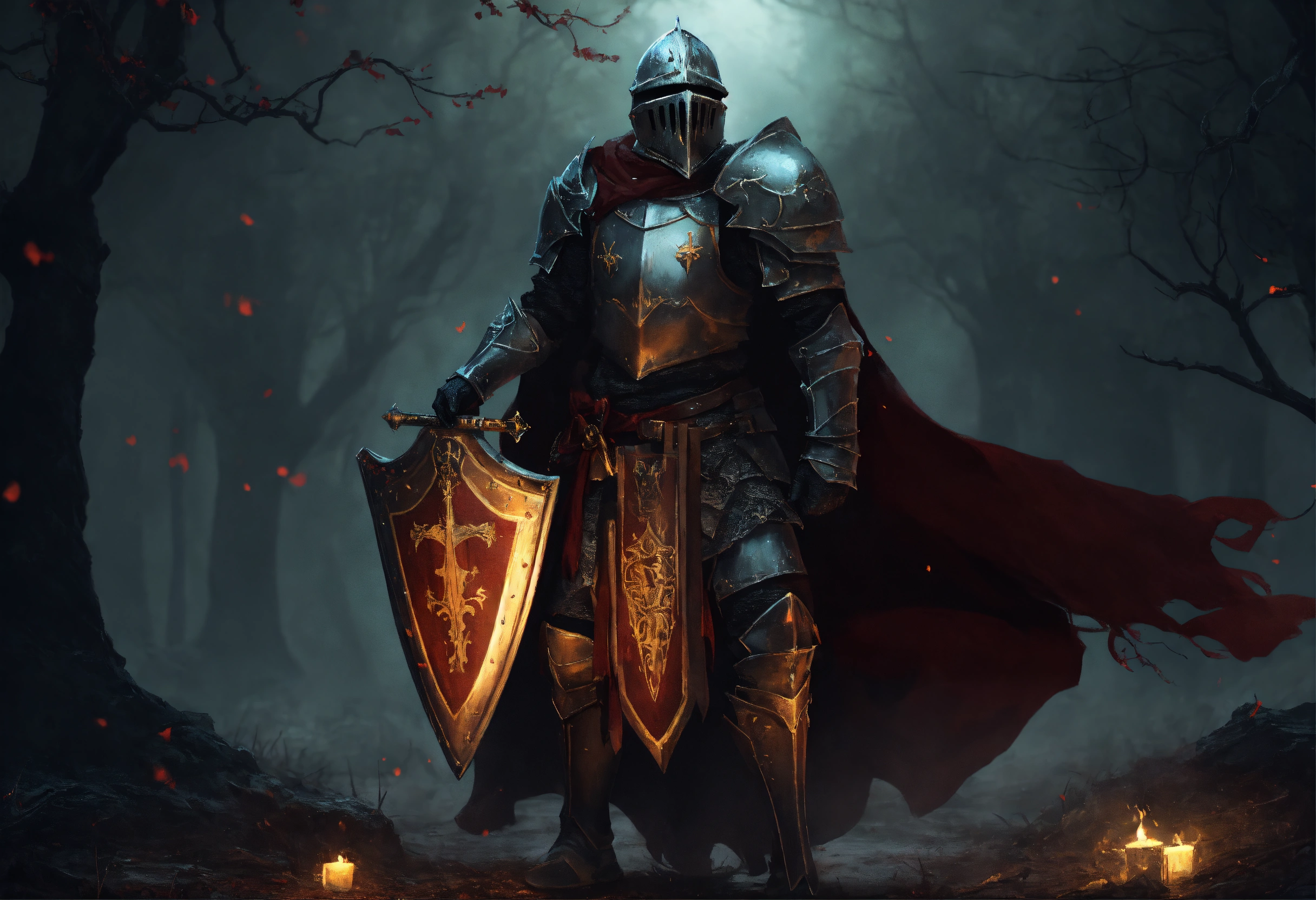 Lexica - Undead knight with a shield protecting a necromancer un dark ...