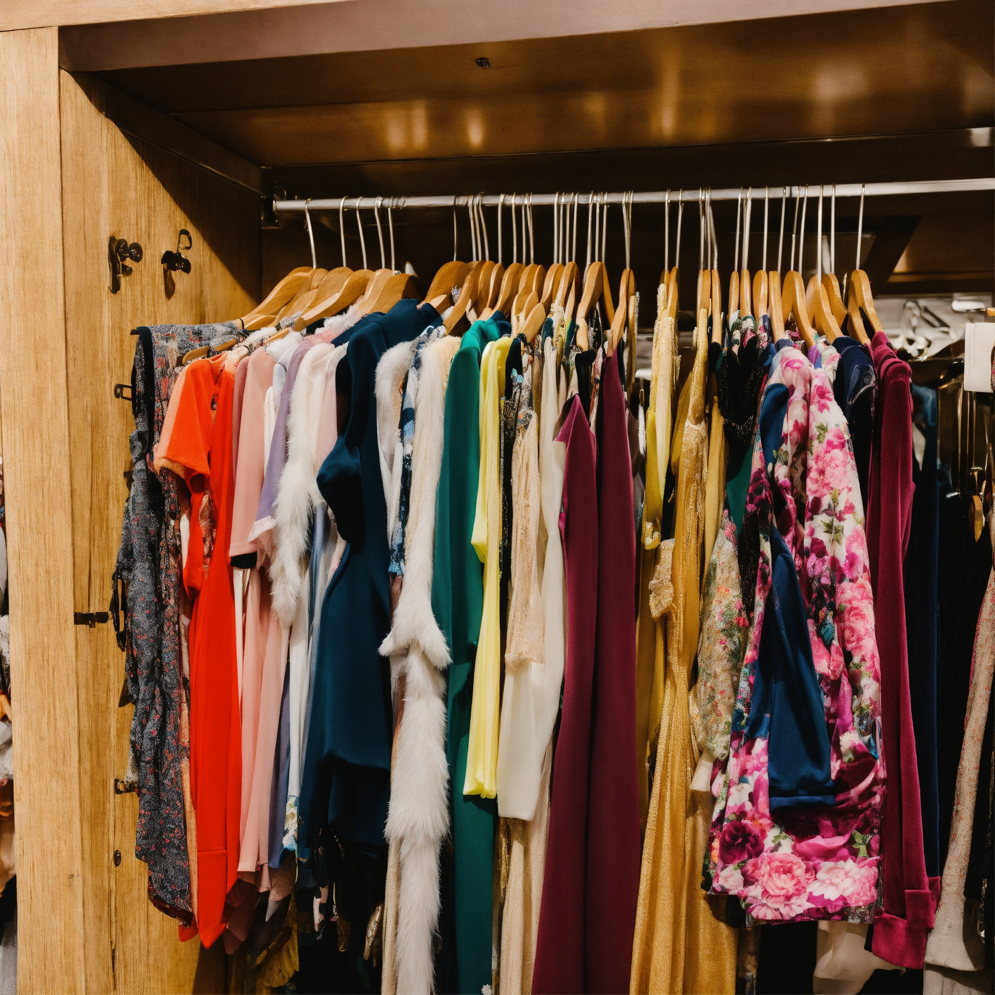 Lexica - A photo of a rack of women's clothing. The clothing is stylish ...