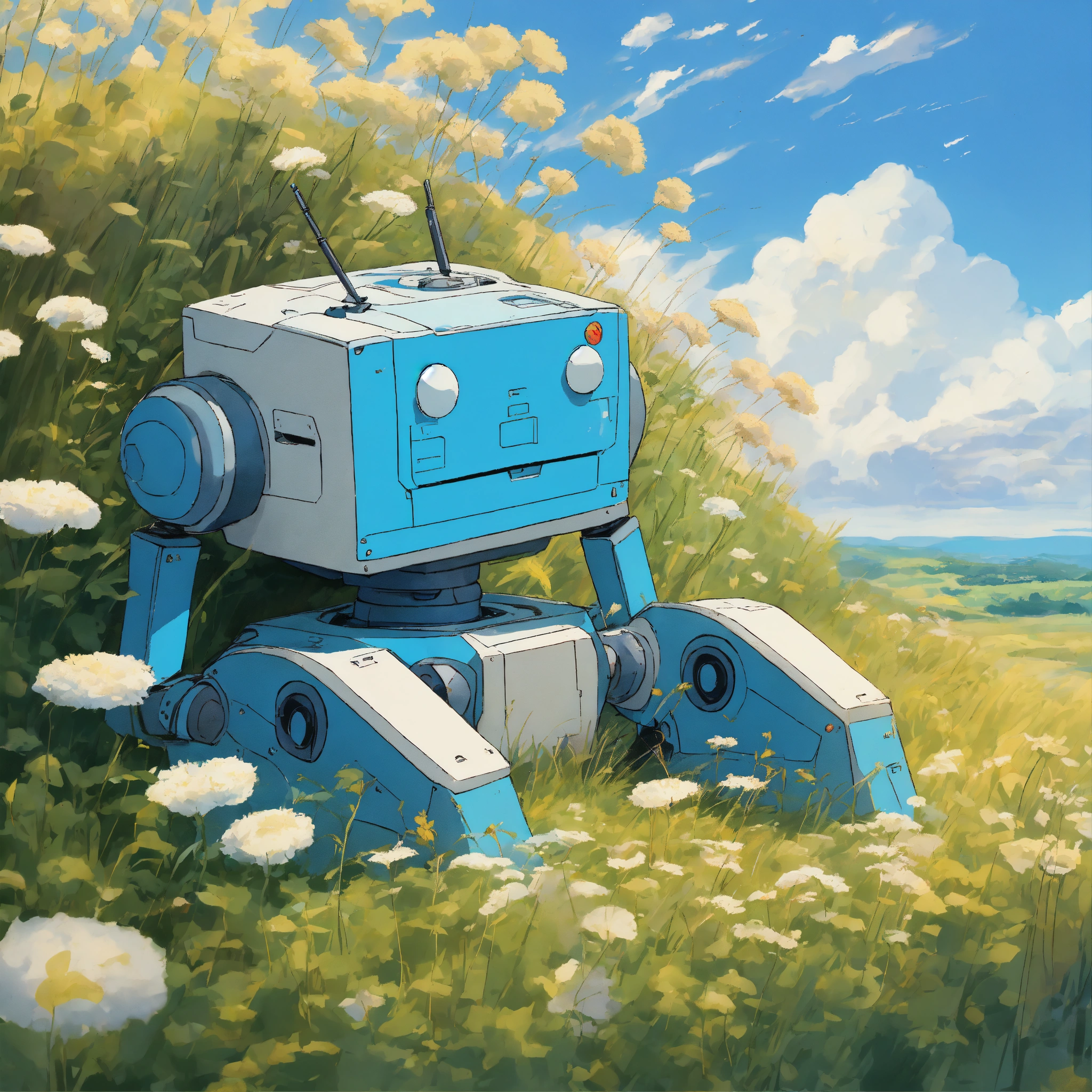 Lexica - Japanese Miyazaki Hayao style art of a robot sleeping ...