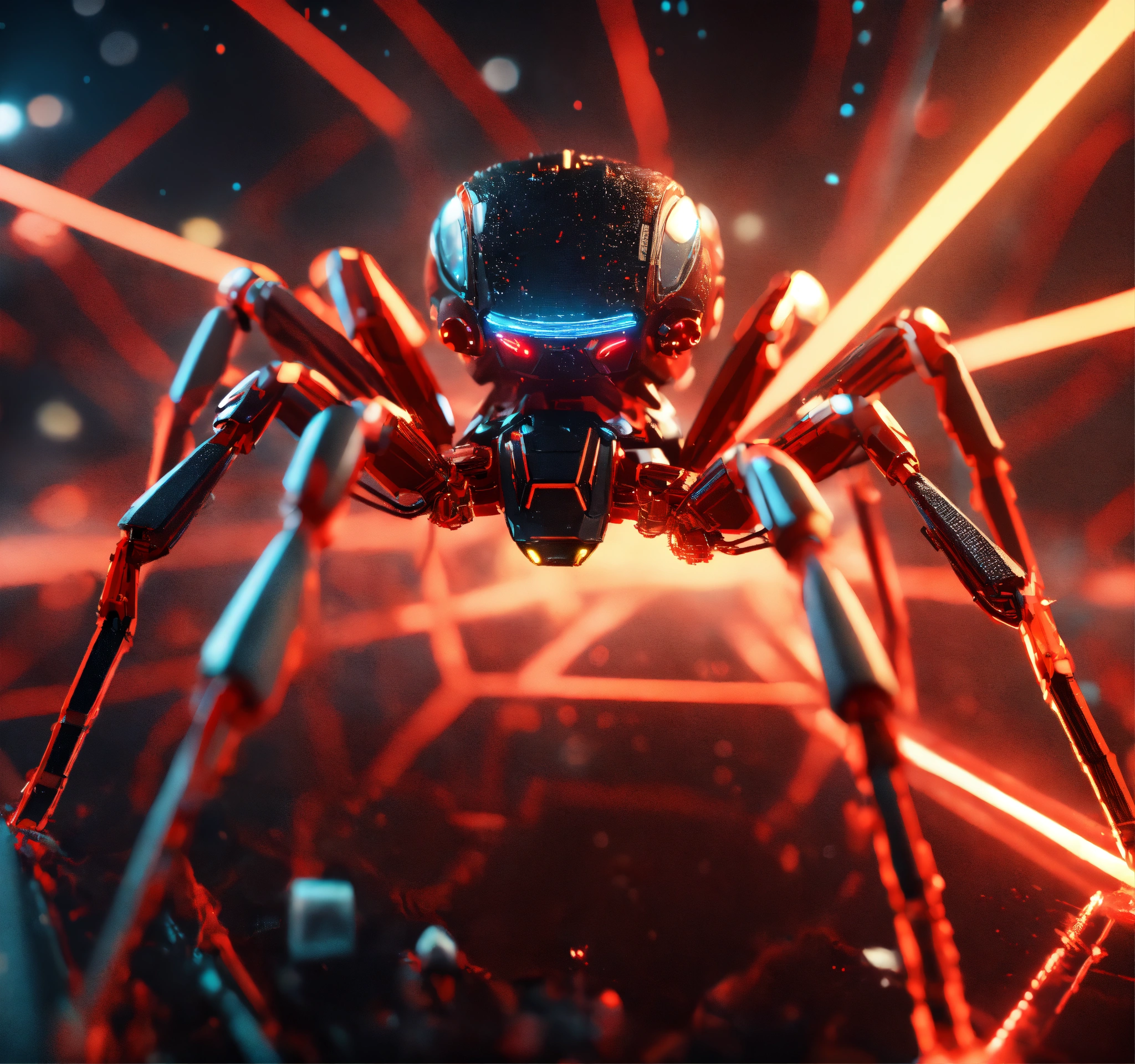 Lexica - Zoom out on a hundreds of black widow micro bot spiders, with ...