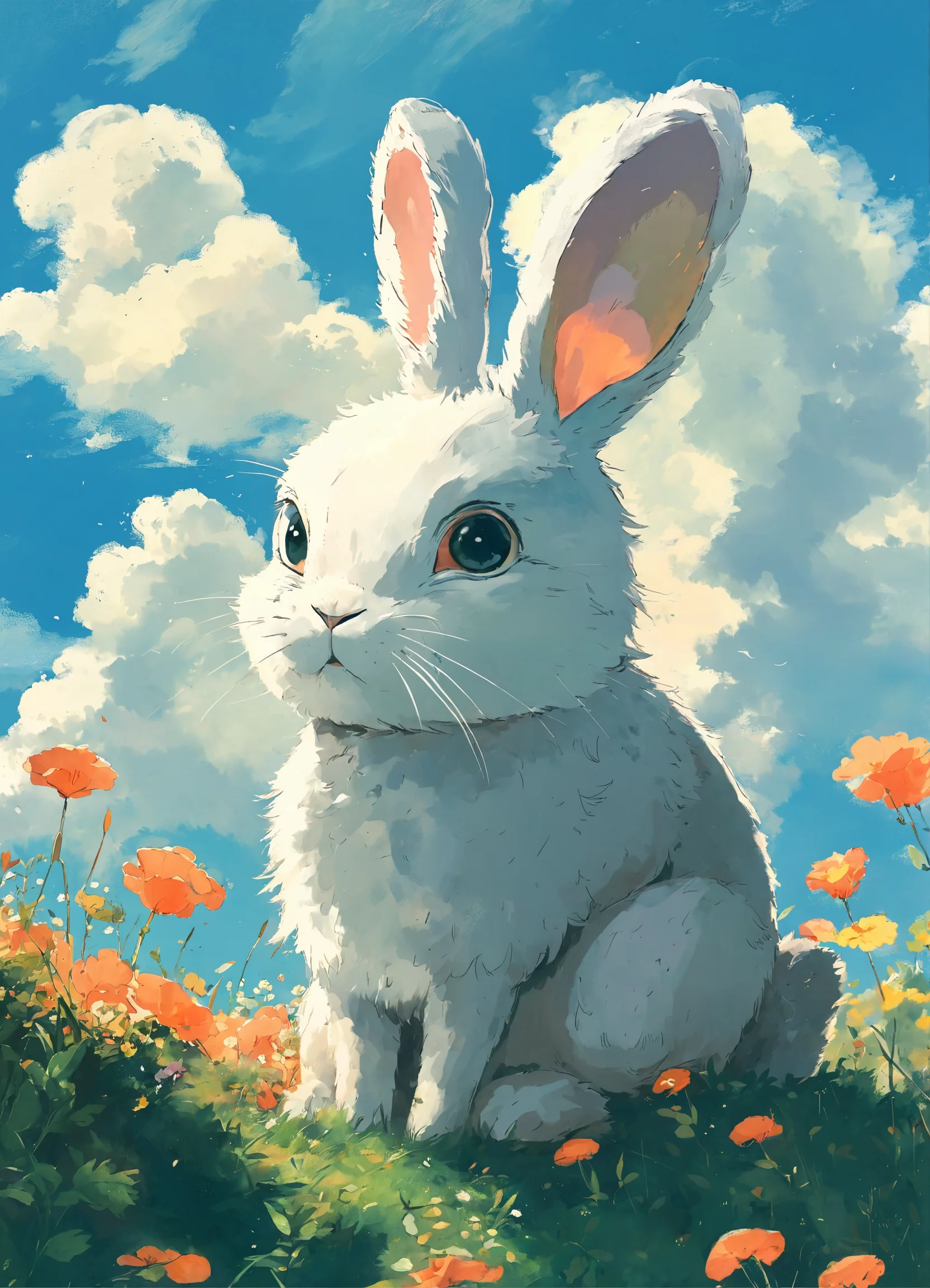 Lexica - Cute rabbit studio ghibli illustration cloudy sunny day ...