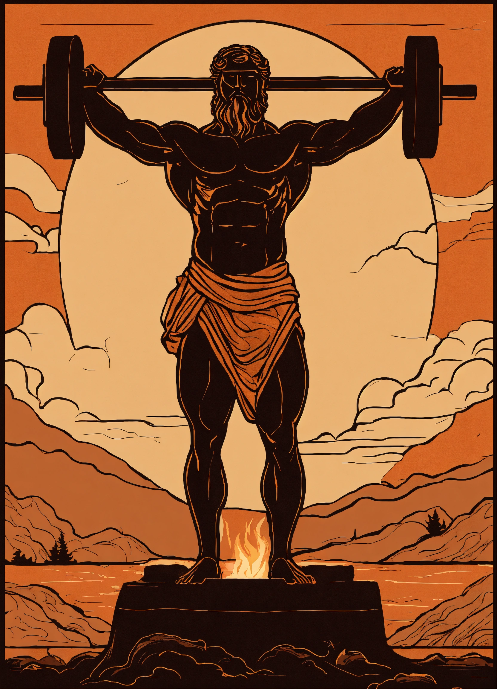 Lexica - Simple vector line drawing, silhouette of greek god lifting ...