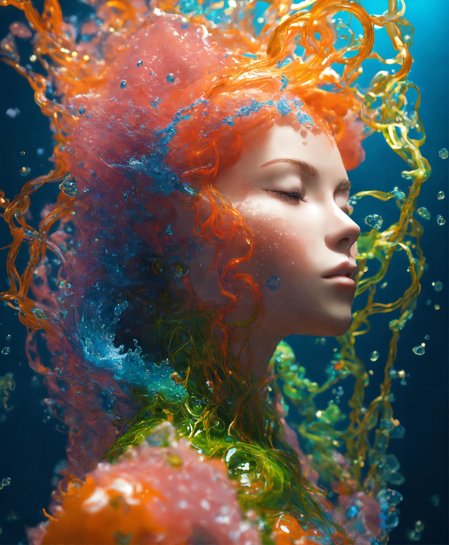 Lexica - Genderless body shaped water figures intertwined , fantasy, 8K ...