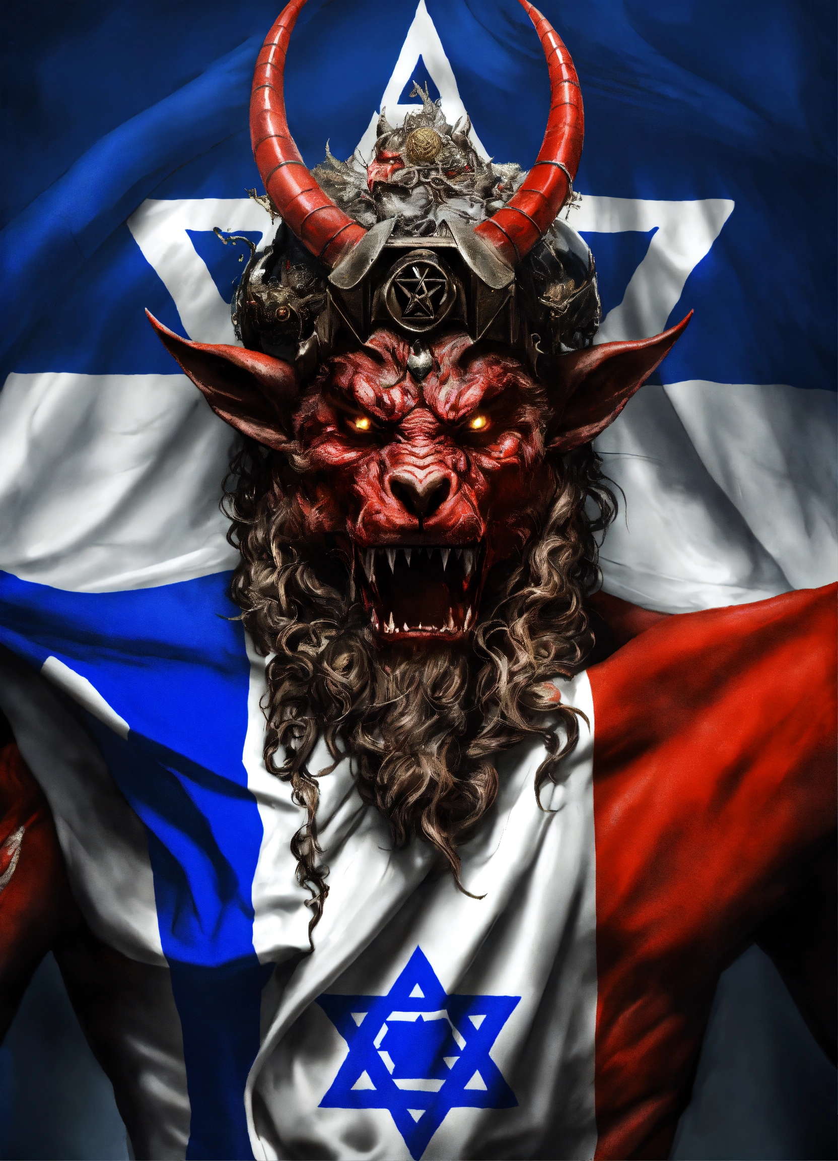 Lexica - Evil demonic Israel demon with an Israeli flag beast with an ...