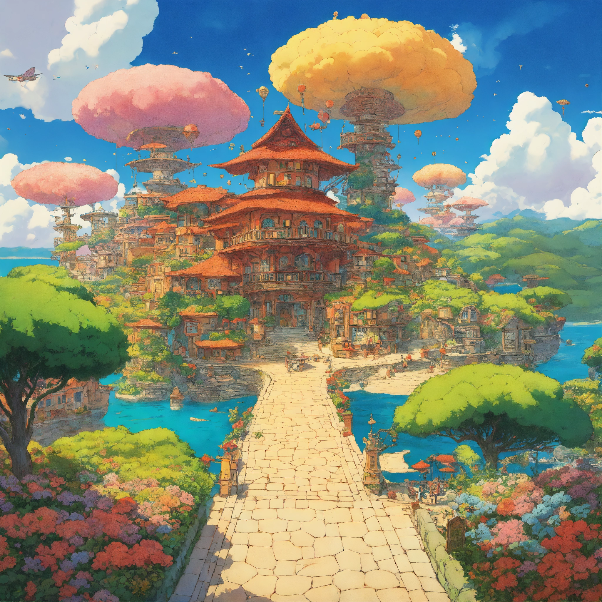 Lexica - Illustration, styled by Hayao Miyazaki, dream world, a ...