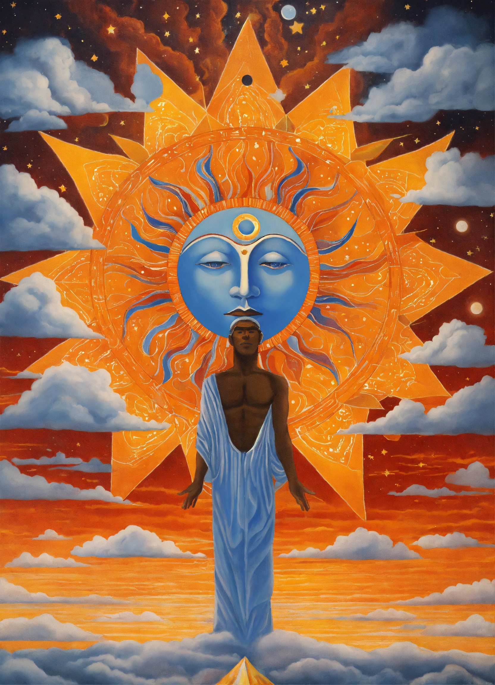 Lexica - God connecting with human , sun and moon background ...
