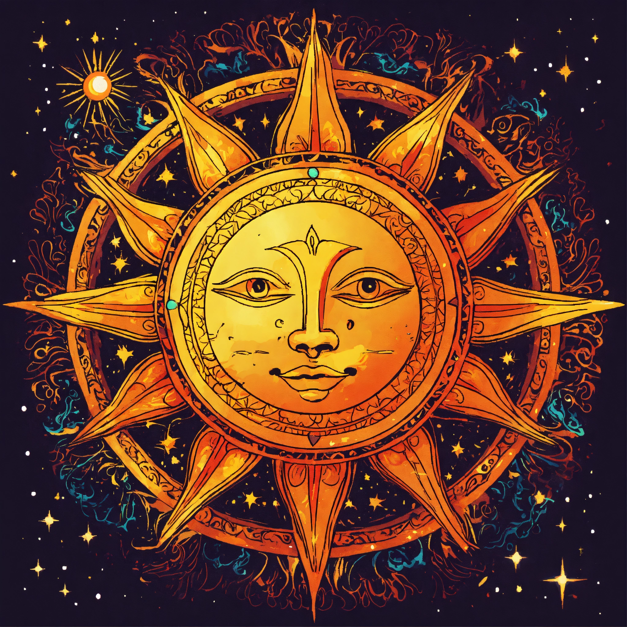 Lexica - Sun and moon vector cosmic energy vibrant powerful magic ...