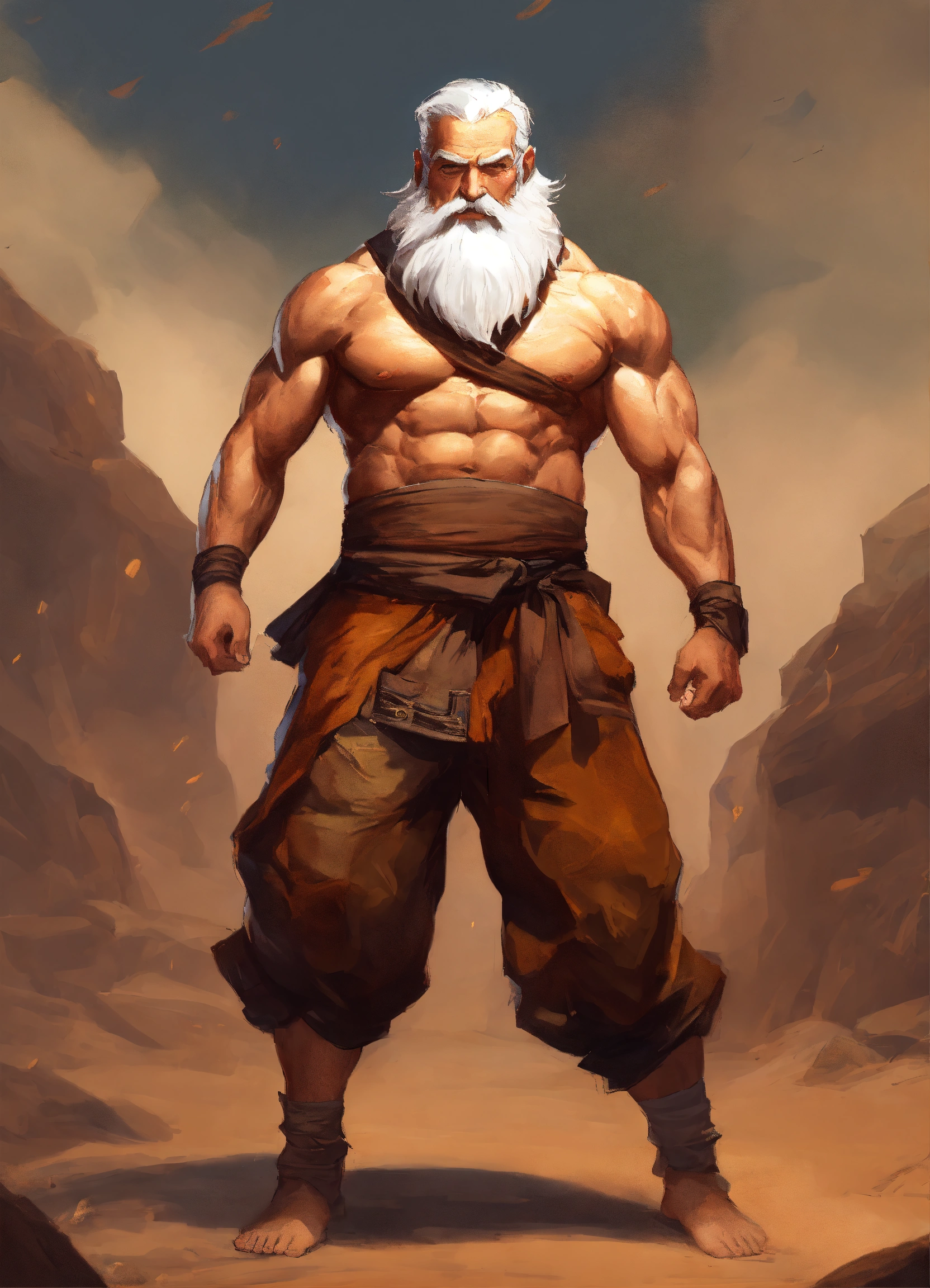 Lexica - An incredibly buff old man with a long white beard down to his ...