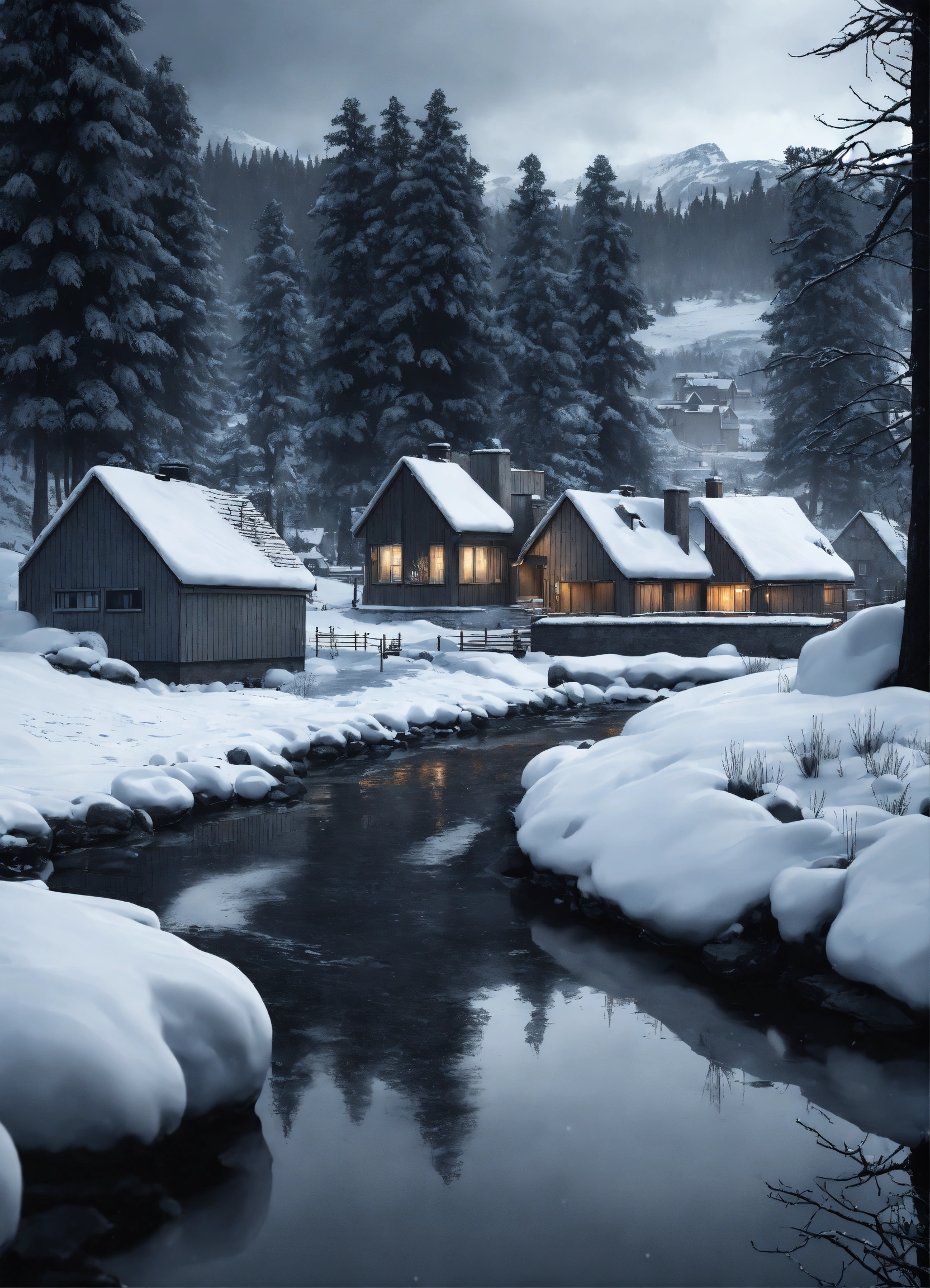Lexica - Ultra realistic winter landscape, snow, 8k, cottages, day city ...