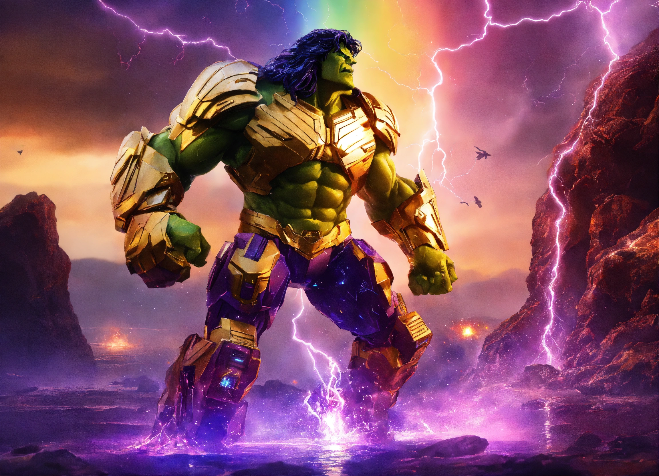 Lexica - Purple gold hulk vs glowing rock Megarton god transformers ...