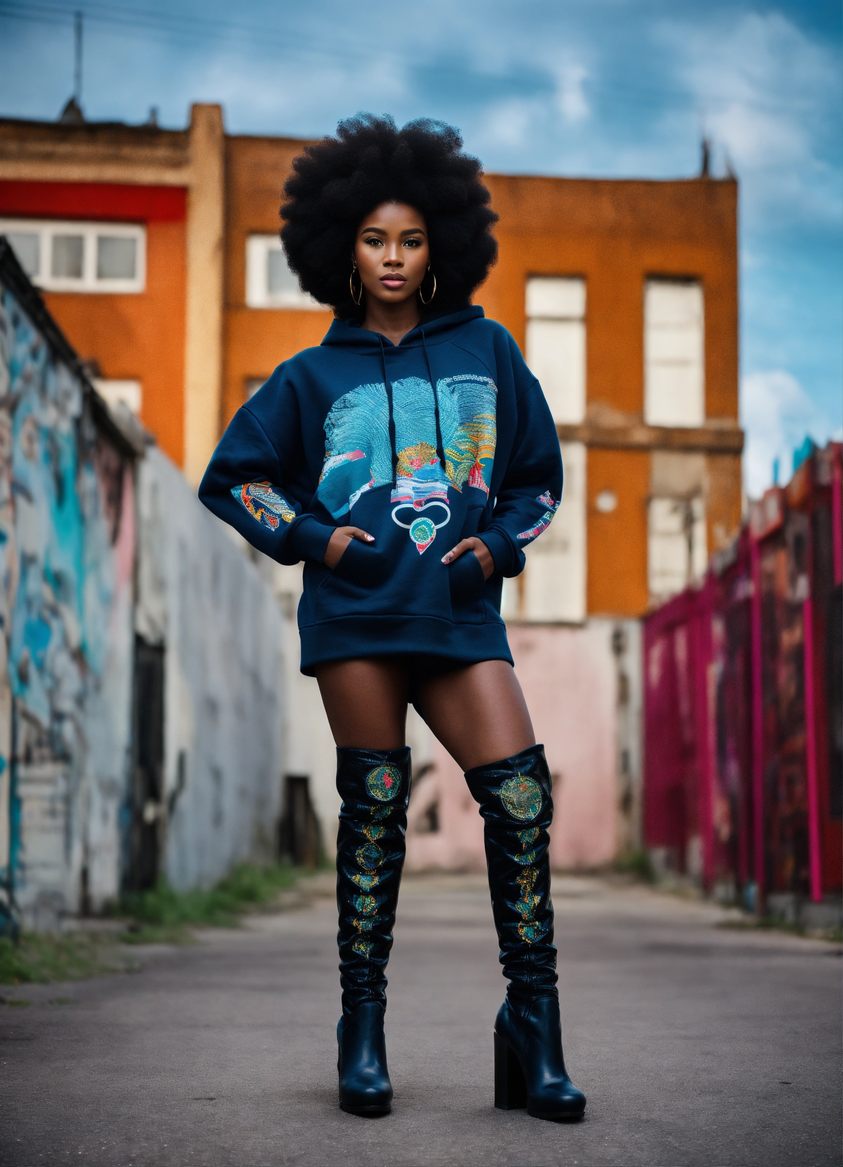 Lexica - Photograph an Afro-Caribbean woman model wearing knee-high ...