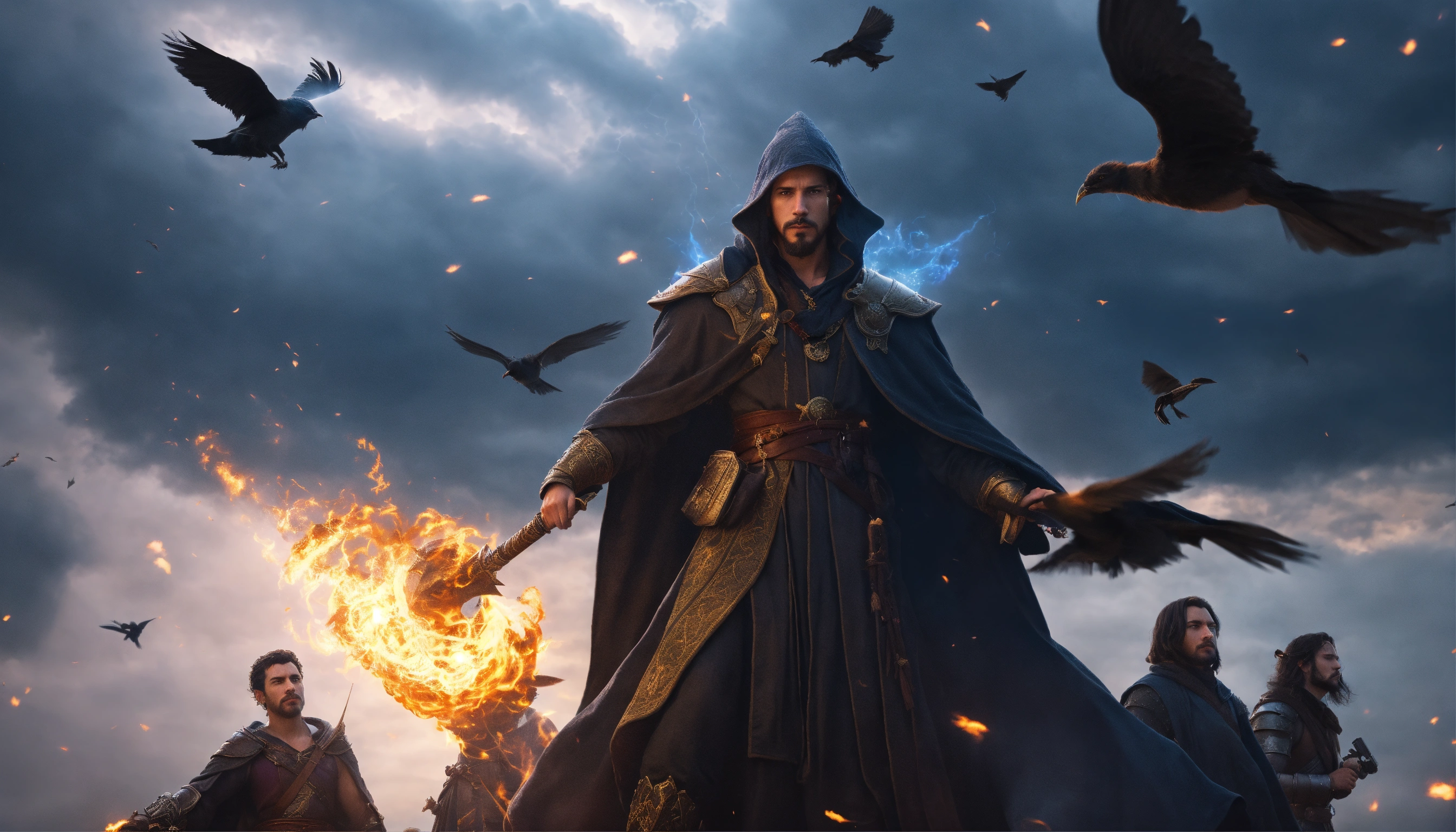 Lexica - Dark medium hair french goatee wizard robes male creating ...