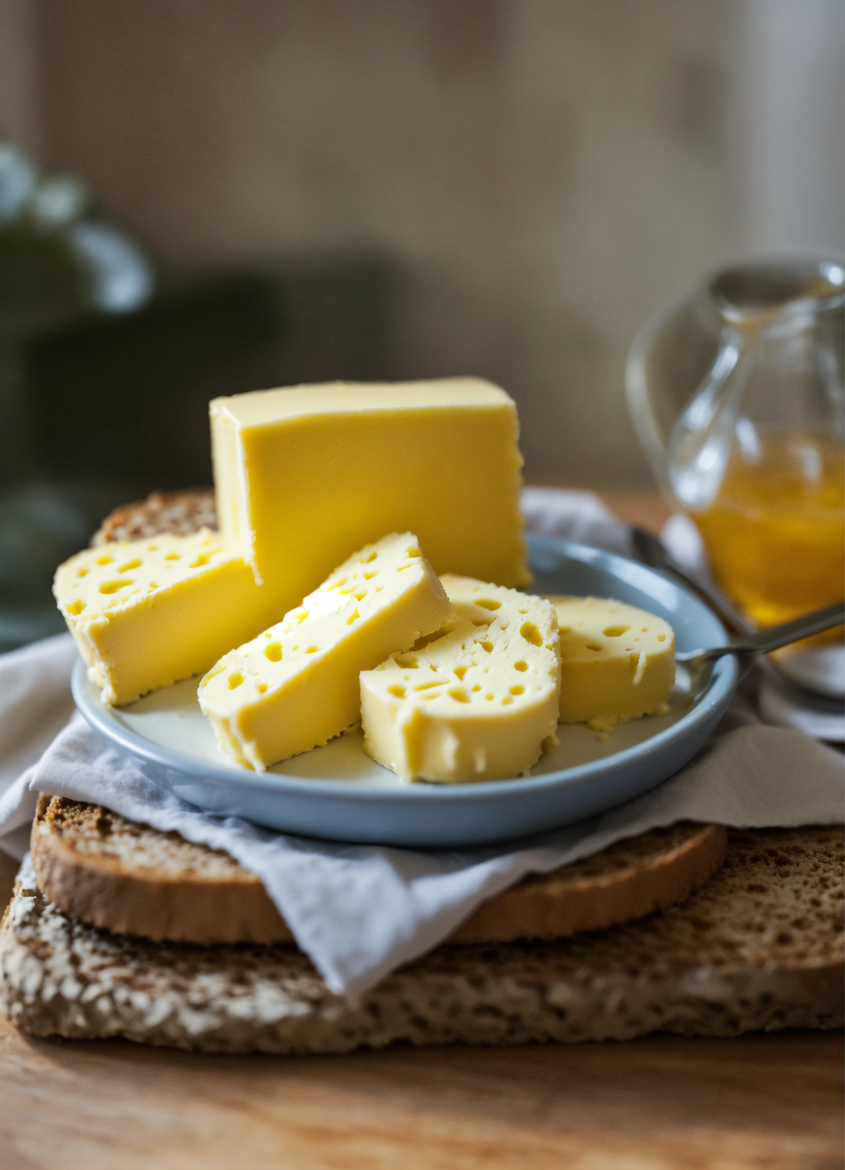 Lexica - Sneakers shaped butter, on the breakfast table, bread,