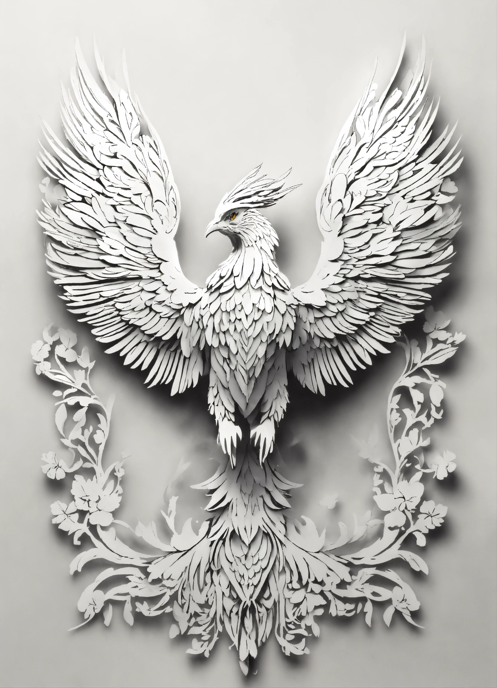 Lexica - Young phoenix; full body; 2d paper cut illustration; solid ...