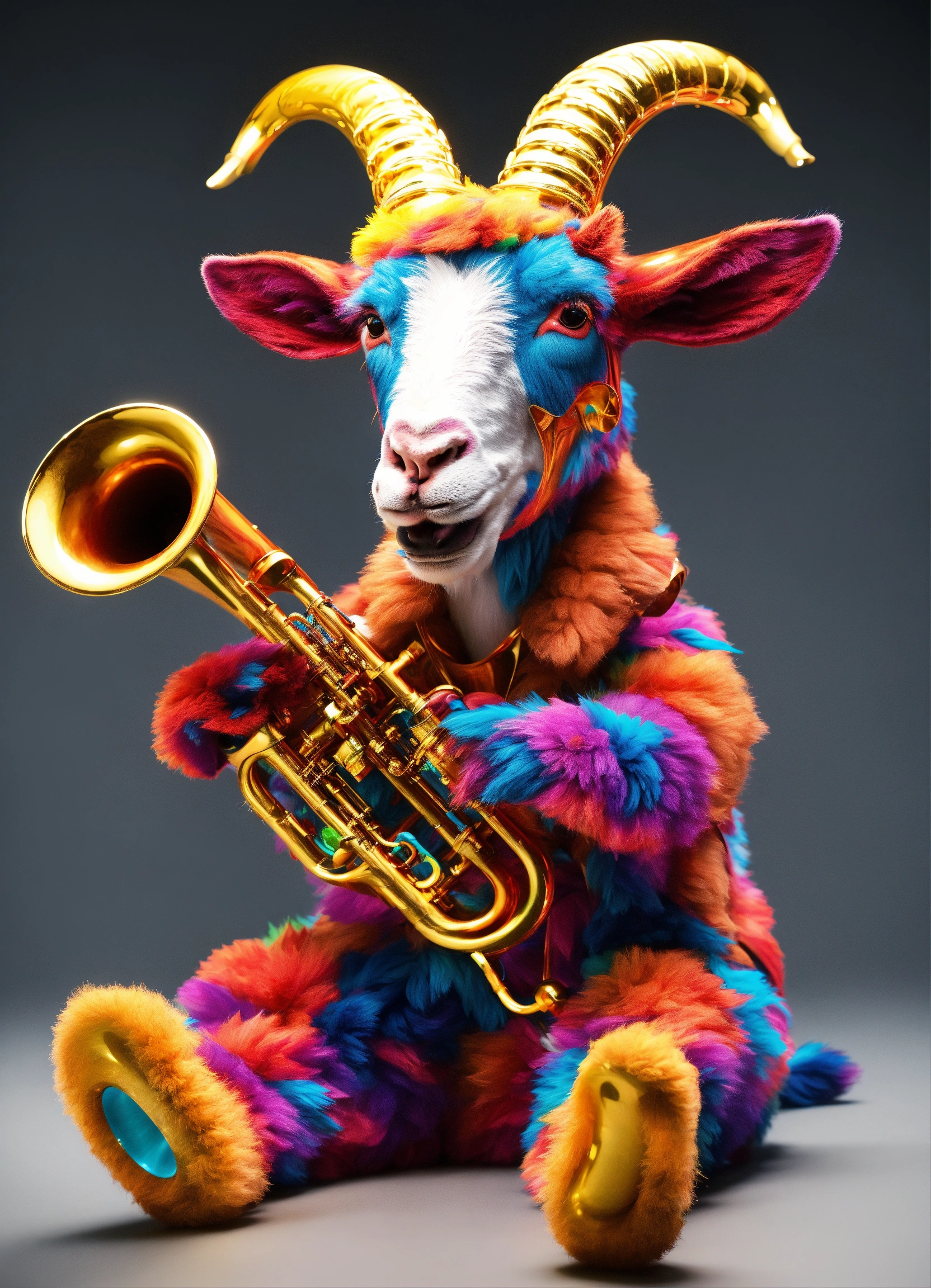 Lexica - An insane 3d toy furry musical goat playing trumpet saxophone ...