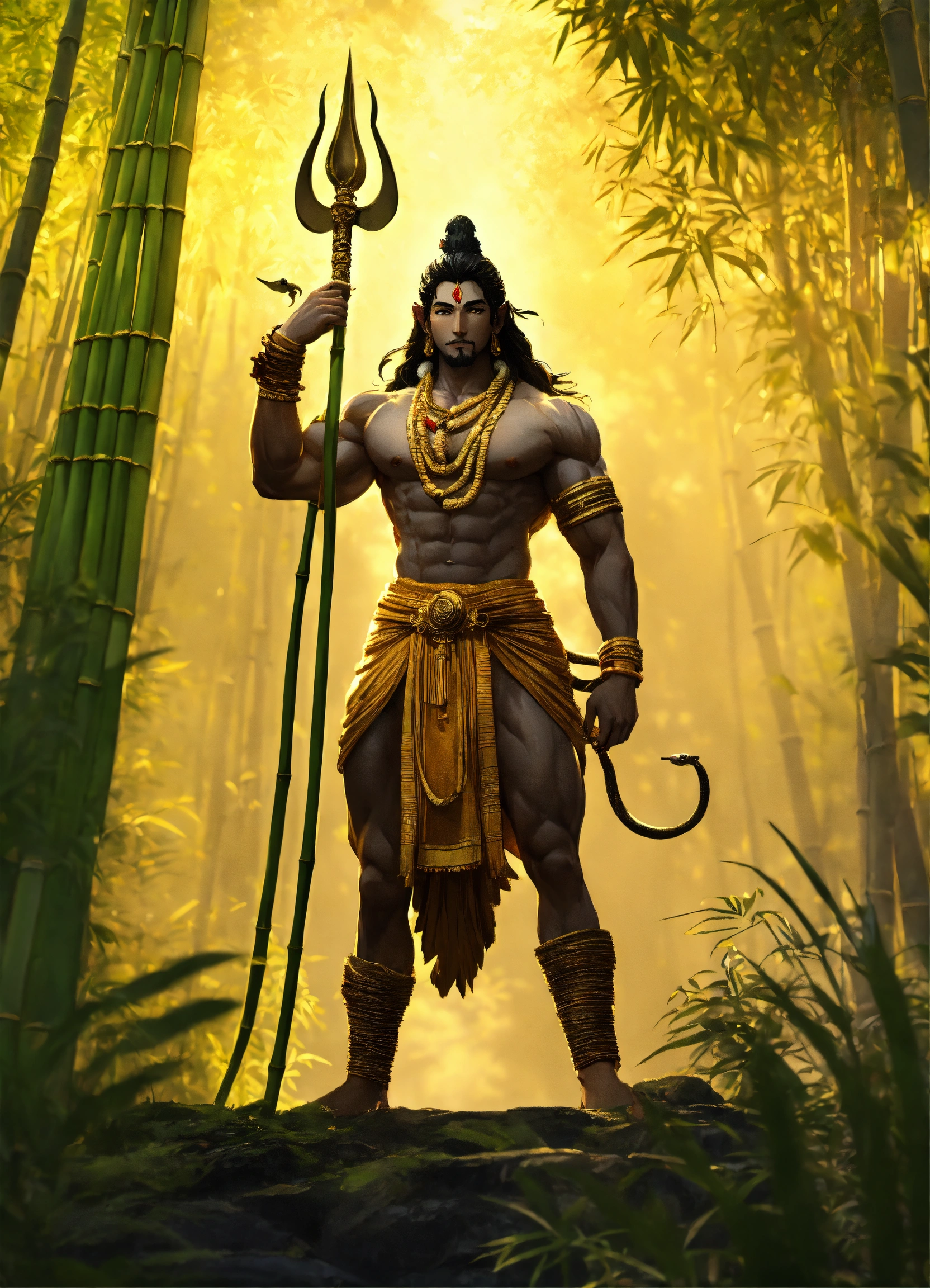 Lexica - Anime of muscular Lord Shiva thandavam with snake around neck ...