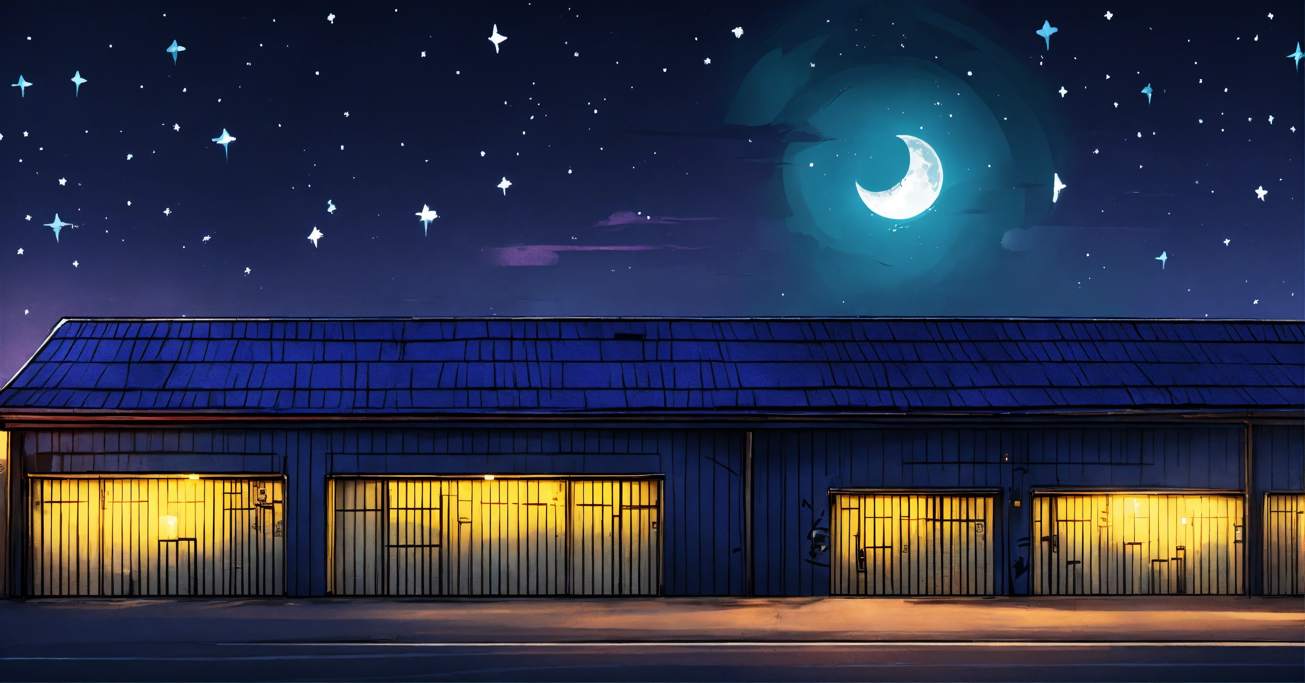 Lexica - Graffitt stars warehouse night cute dark moon