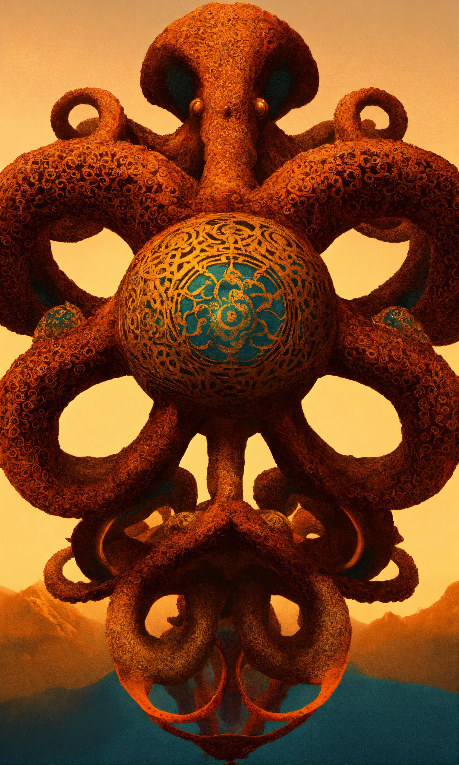 Lexica - Taoist monk octopus tesseract body fractal three point perspective