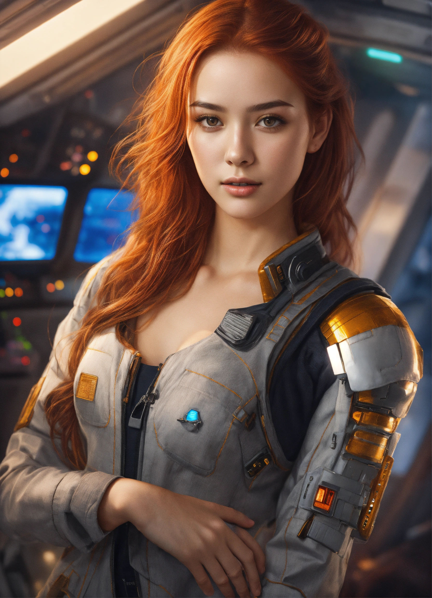 Lexica - Portrait, ultra realistic, beautiful android girl with auburn ...