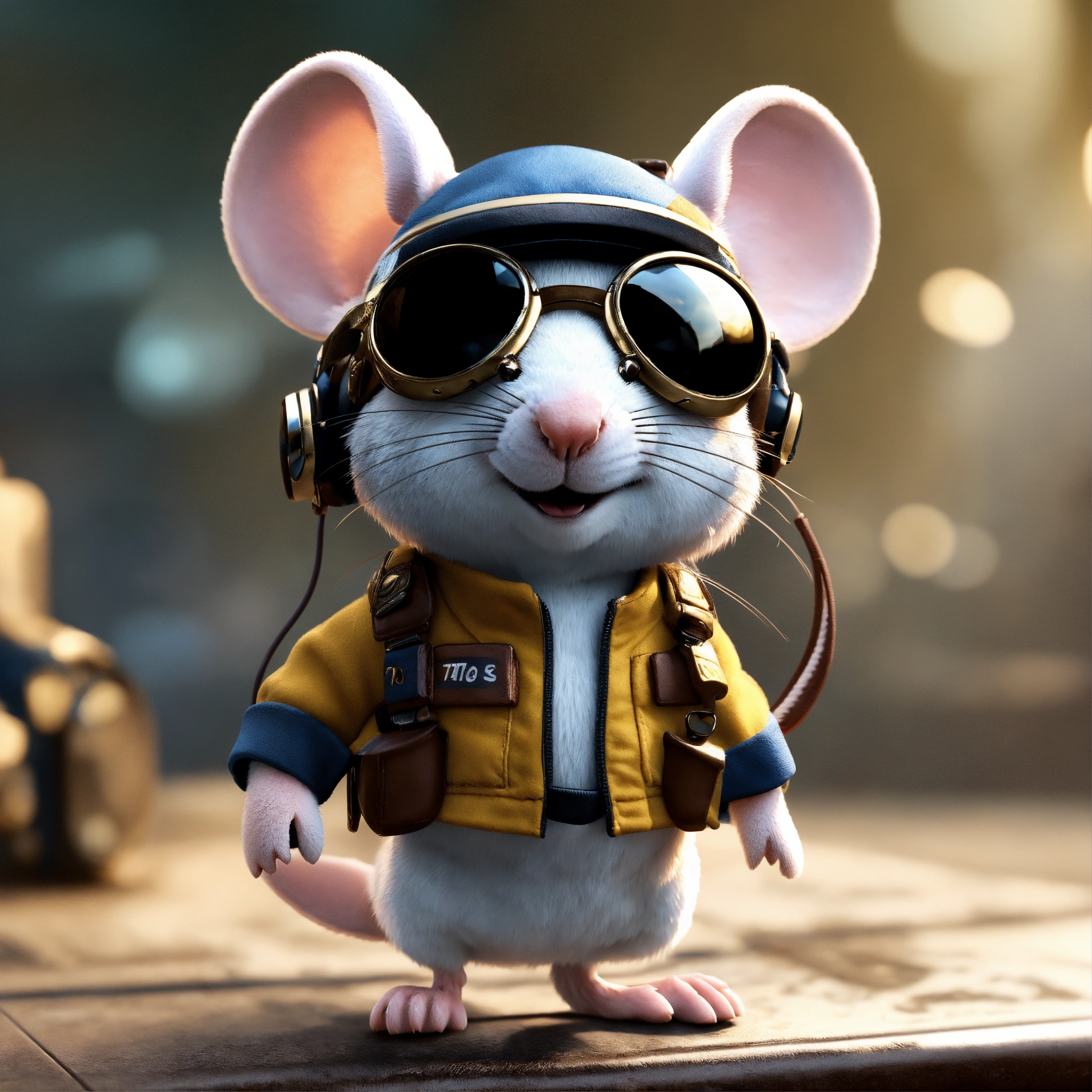 Lexica - A cute mouse pilot wearing aviator goggles, unreal engine ...