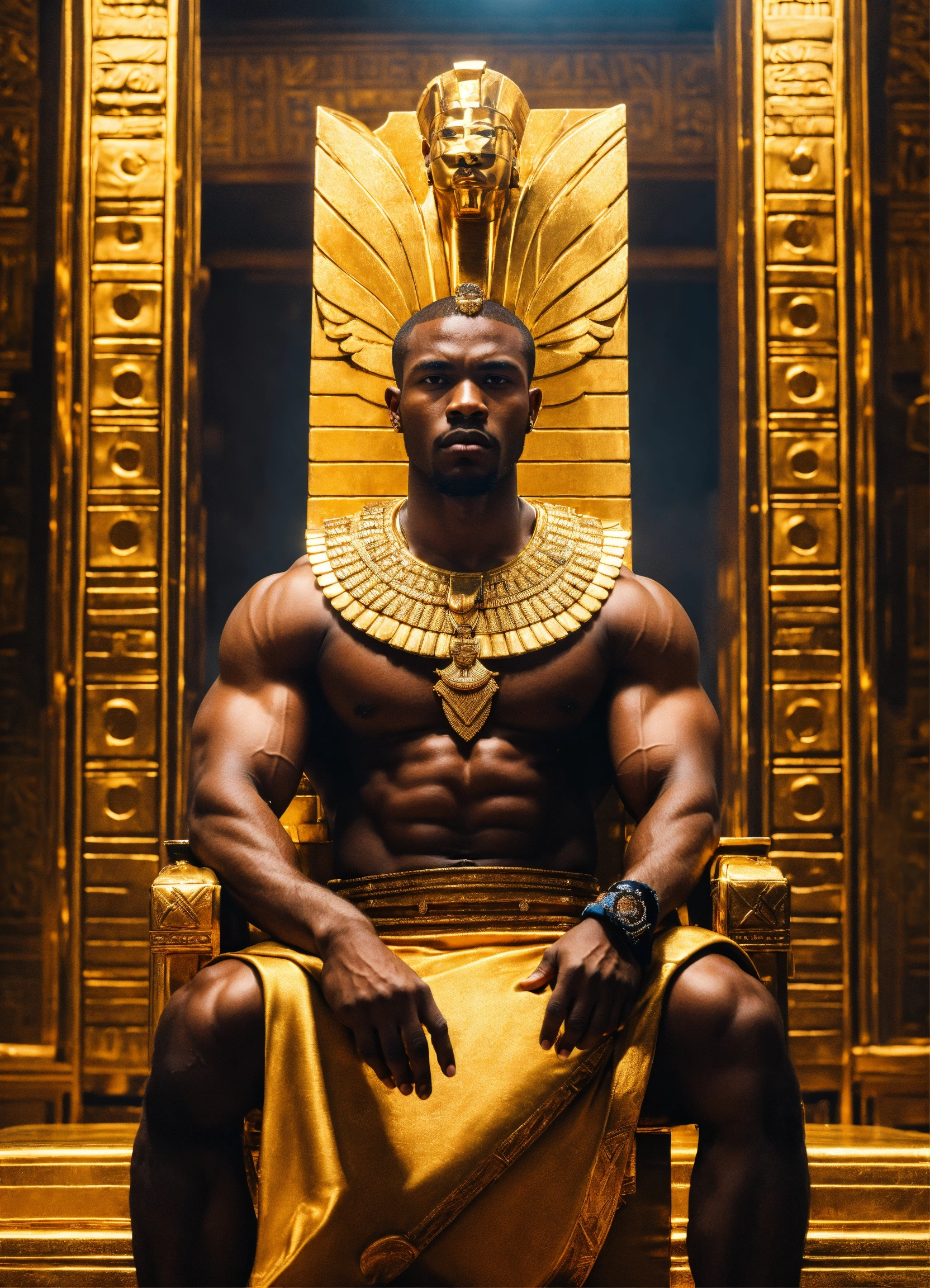 Lexica - A symmetrical huge bodybuilder close-up of an African male ...