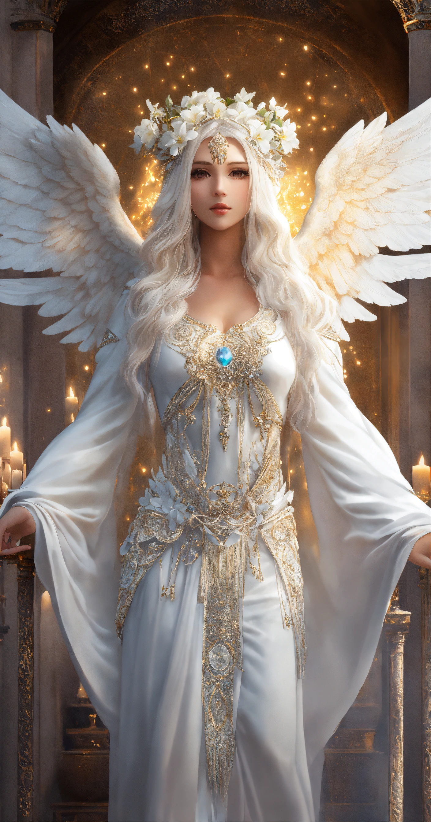 Lexica - Beautiful and perfect Angel Priestess woman with white angel ...