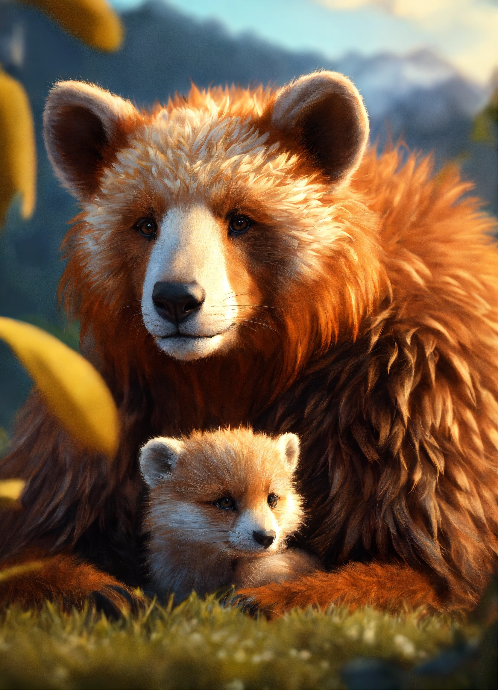 Lexica - Ultra beautiful furry creature and there baby in a beautiful ...