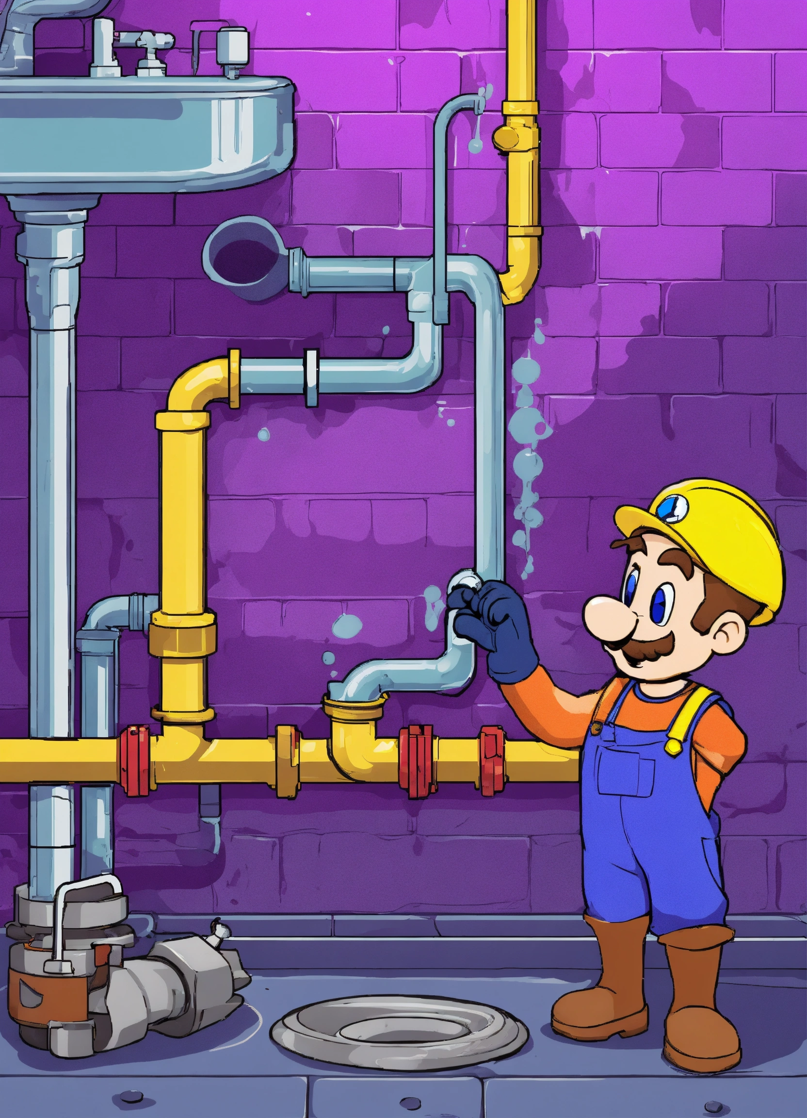 Lexica - Purple color plumber fixing sewer backup service