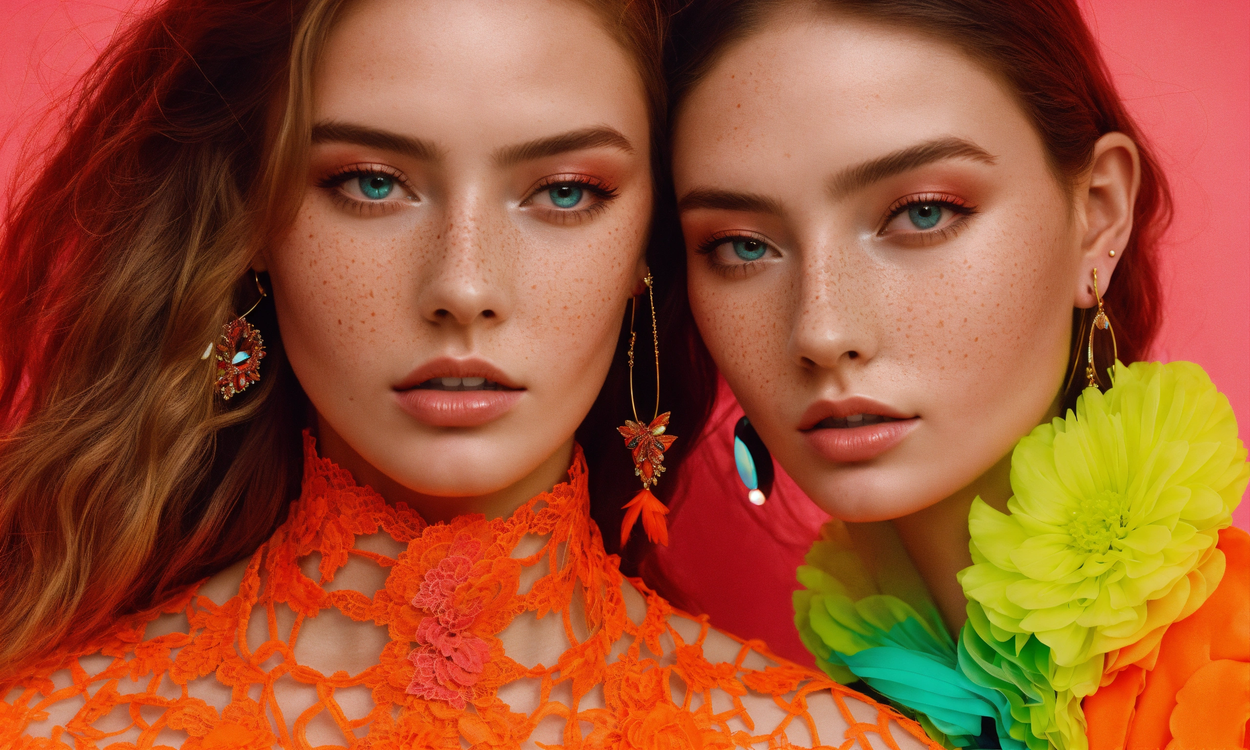 Lexica - Two girls magazine cover, in a fashion outfit1.3, freckles ...