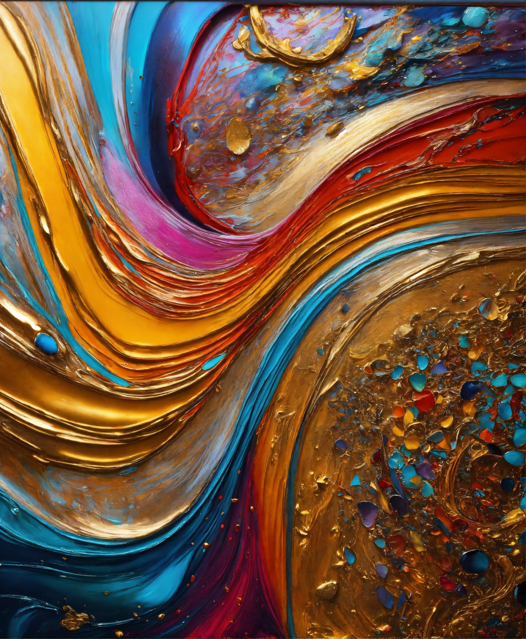 Lexica - Colorful abstract painting oil and water complex complicated ...
