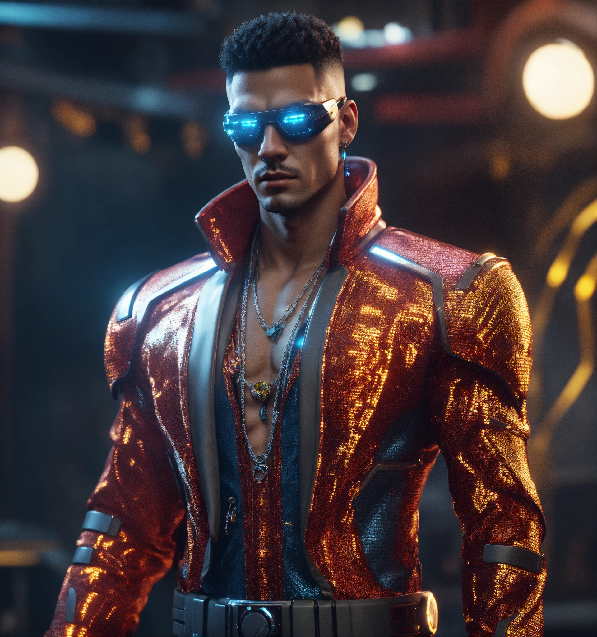 Lexica - Zoom out from an macho male humanoid half android cool ...