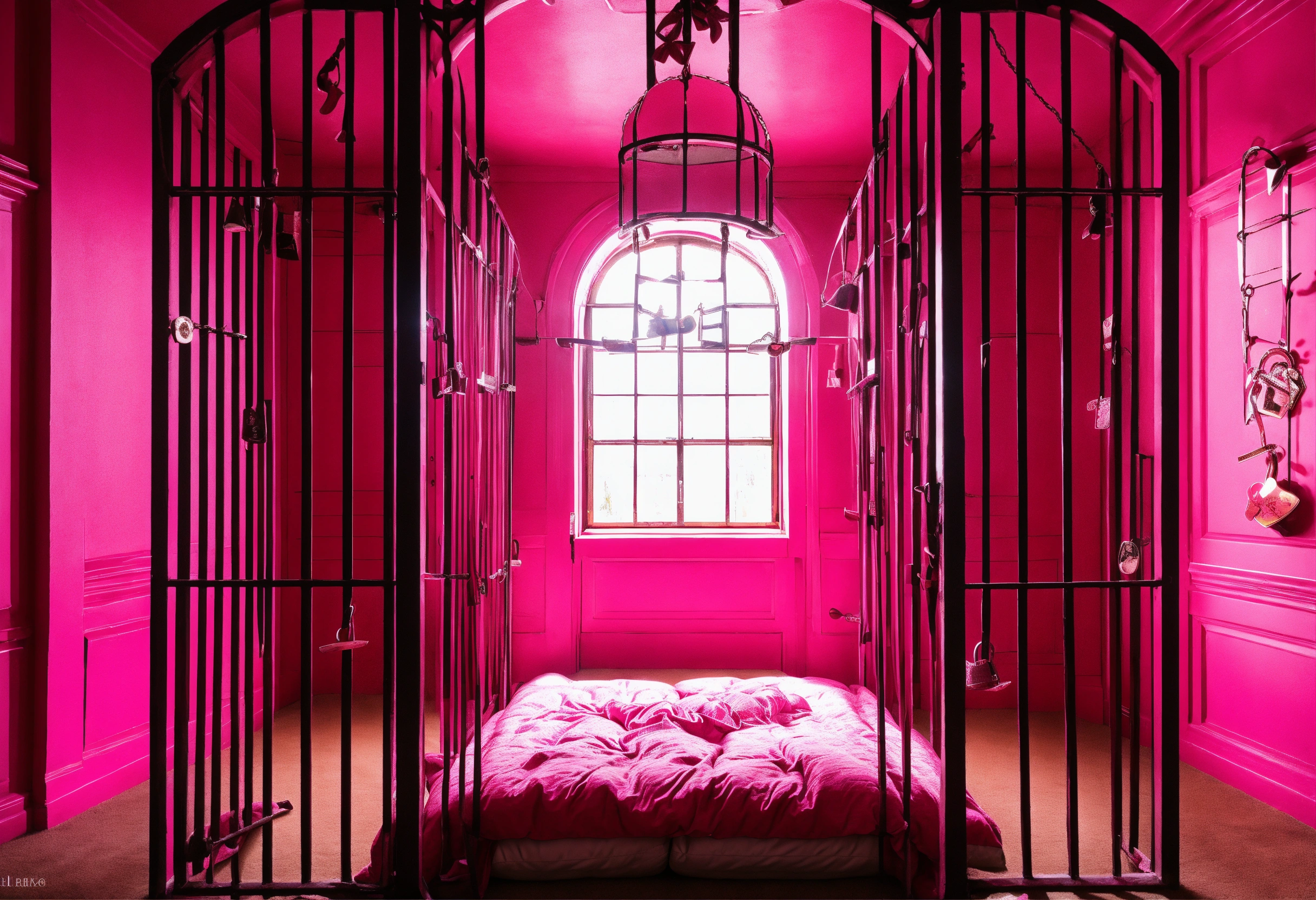 Lexica - Pink princess bedroom, bows, pillows, plush, over the top ...