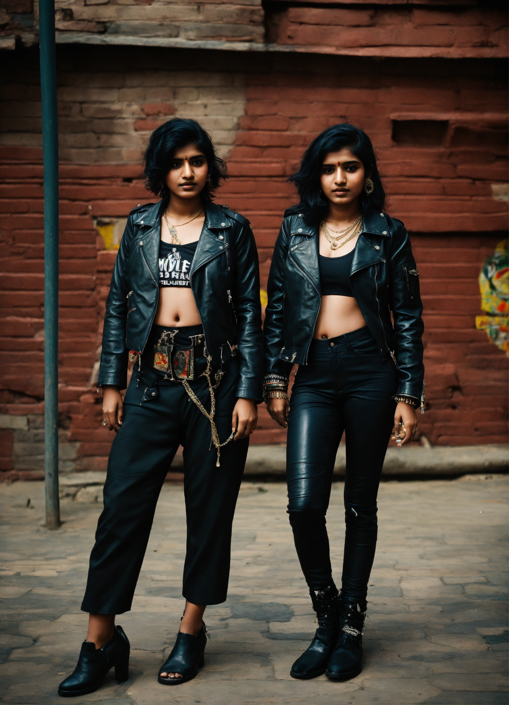 Lexica - Two 20 year old indian punk girls wearing a black leather ...